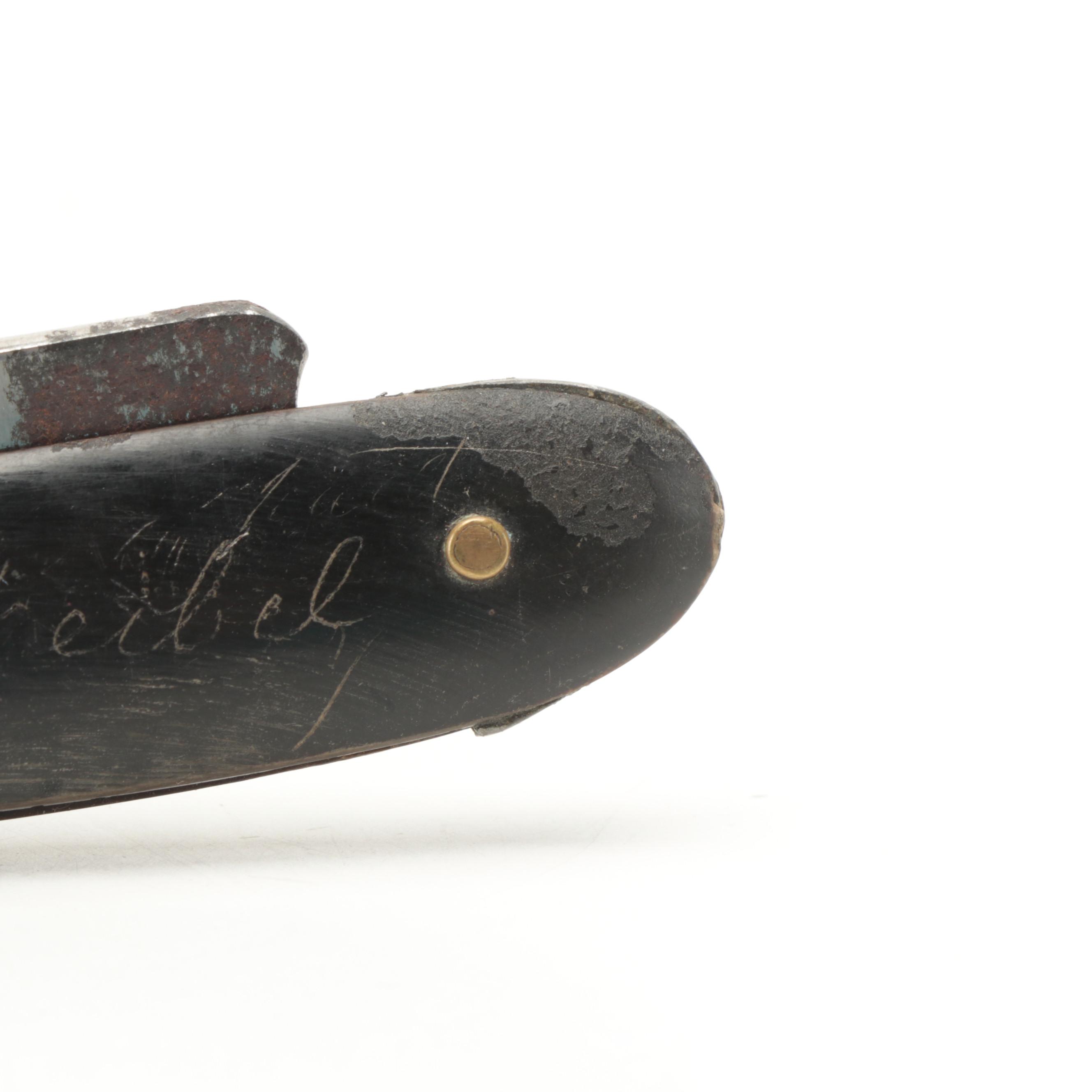 Horn Handled Steel Shaving Straight Razor, 19th Century | EBTH
