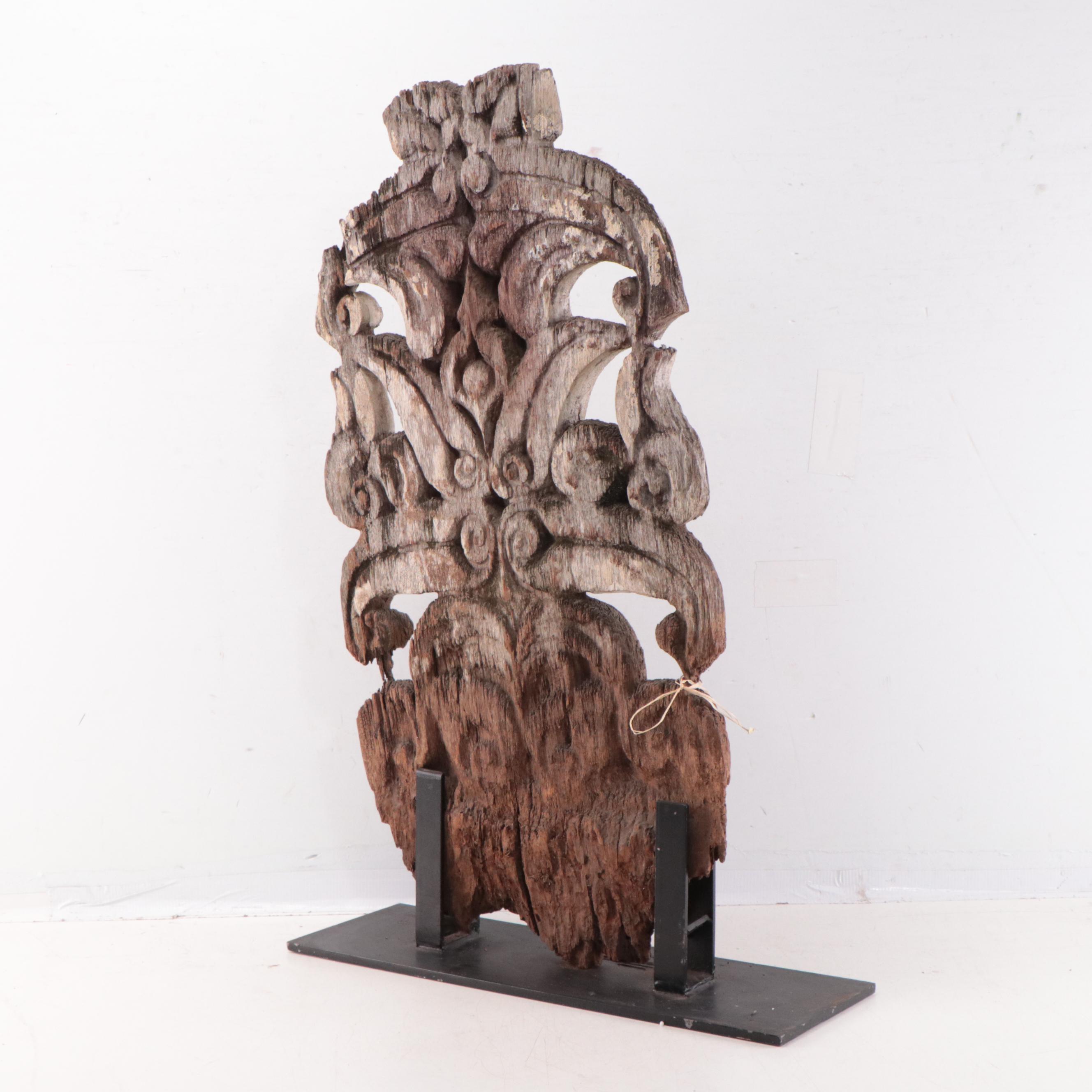 Filippino Islamic Carved Wood Sunduk Memorial Marker, Early 20th ...