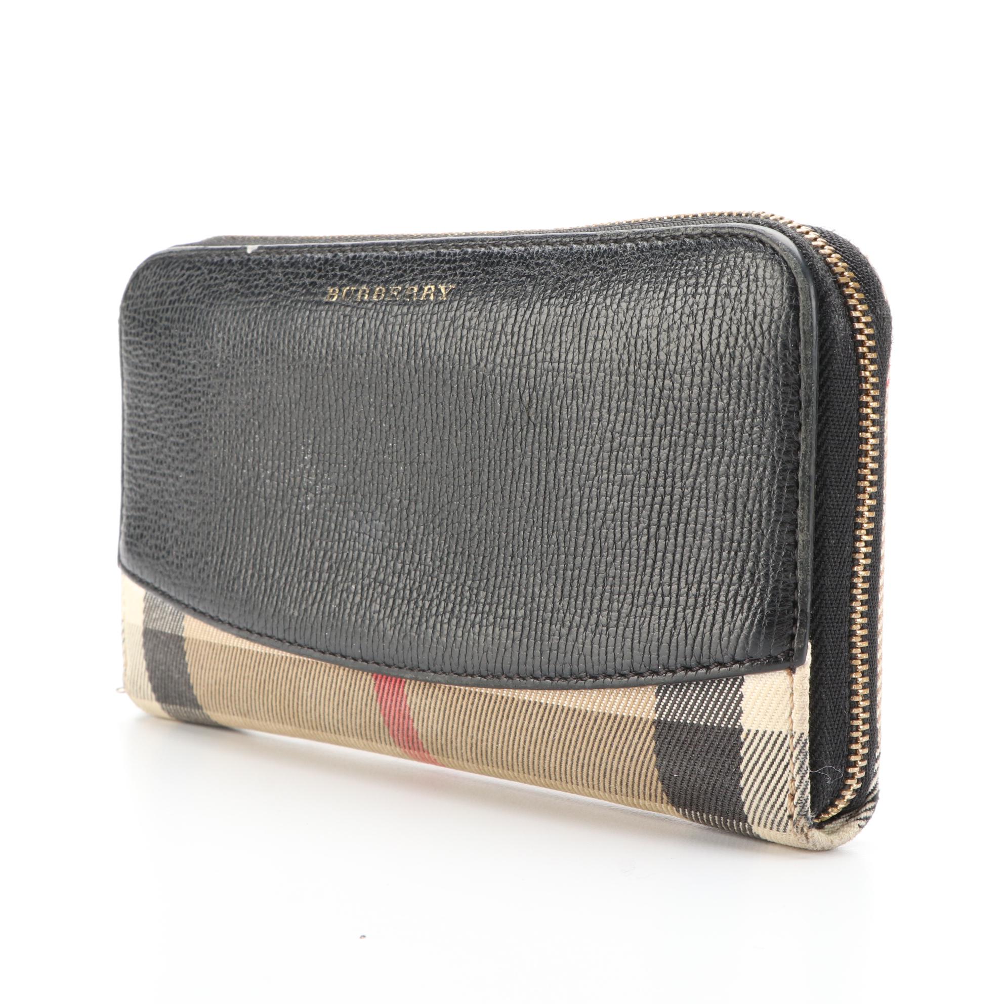 Burberry Zip-Around Wallet in Giant House Check Canvas and Leather with ...