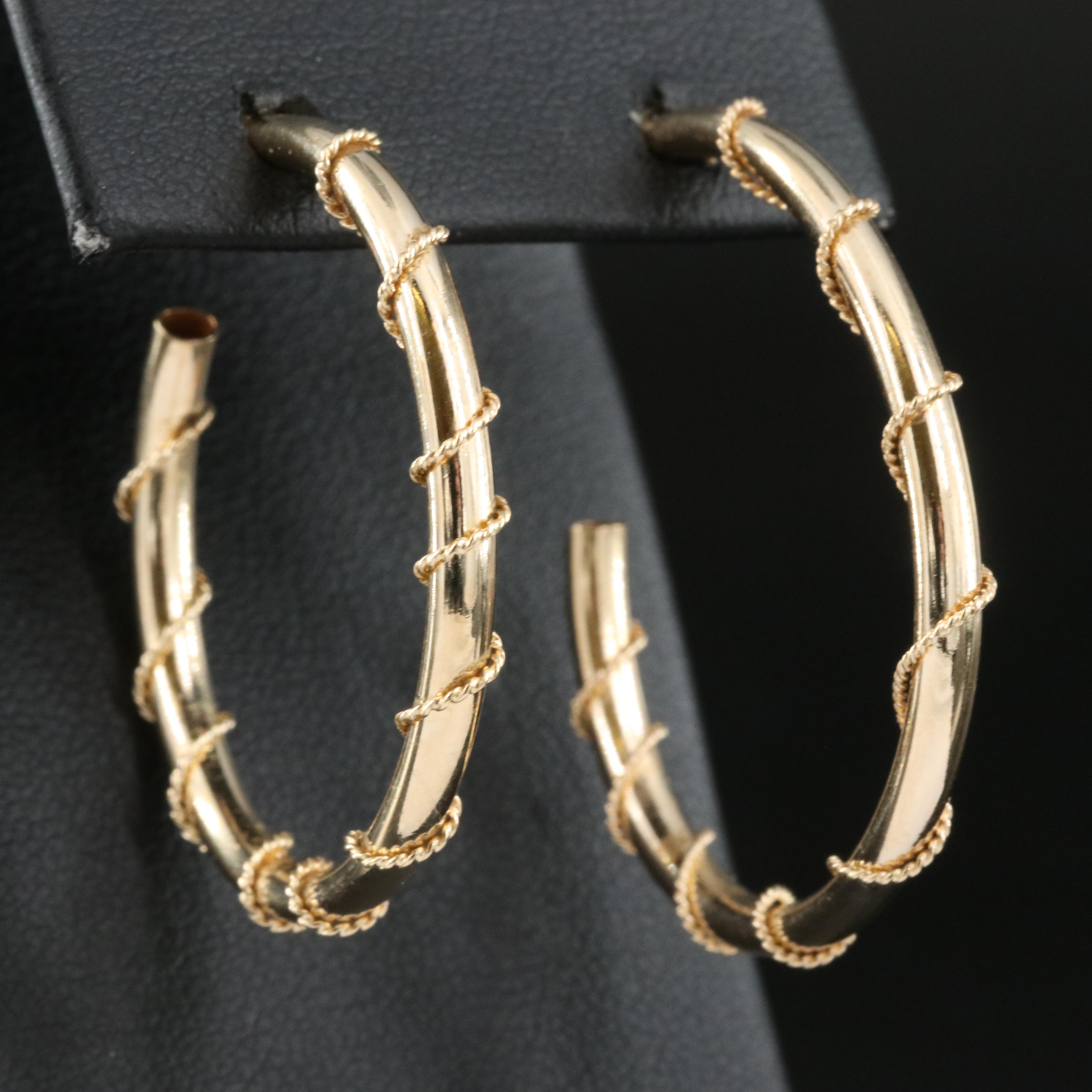 14K Wire Wrapped Hoop Earrings | EBTH