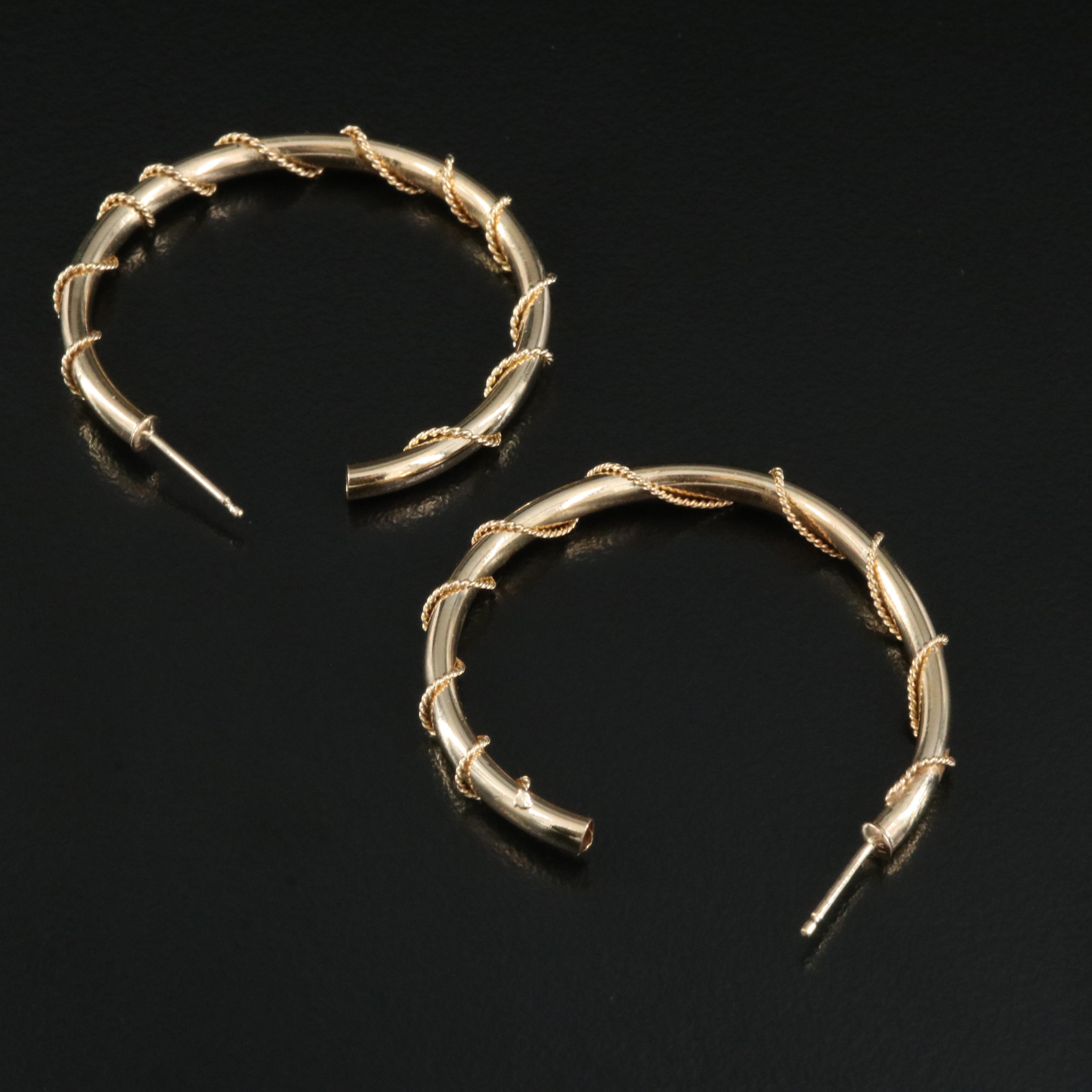 14K Wire Wrapped Hoop Earrings | EBTH