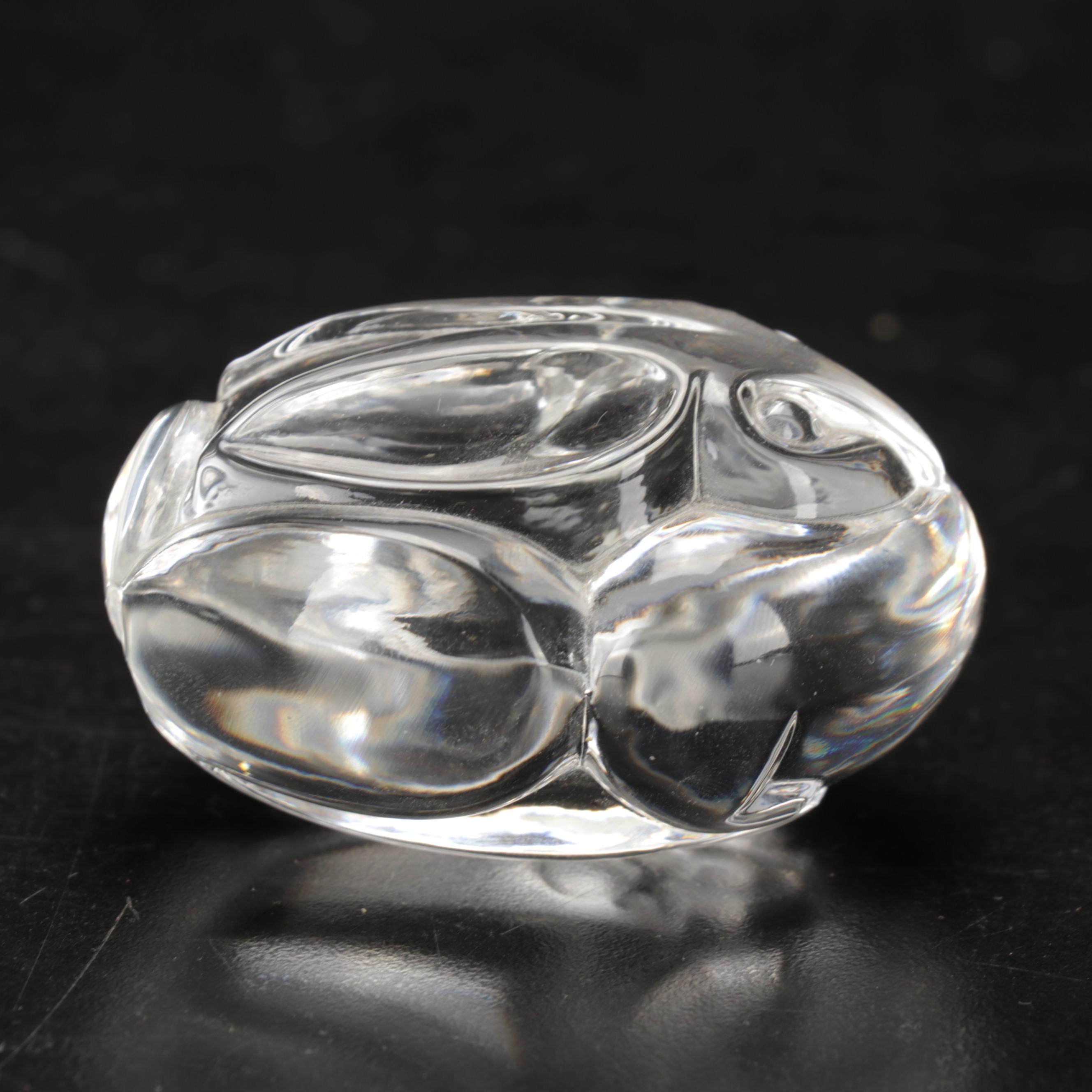 Steuben Glass Crystal Rabbit Hand Cooler in Box, Late 20th Century | EBTH
