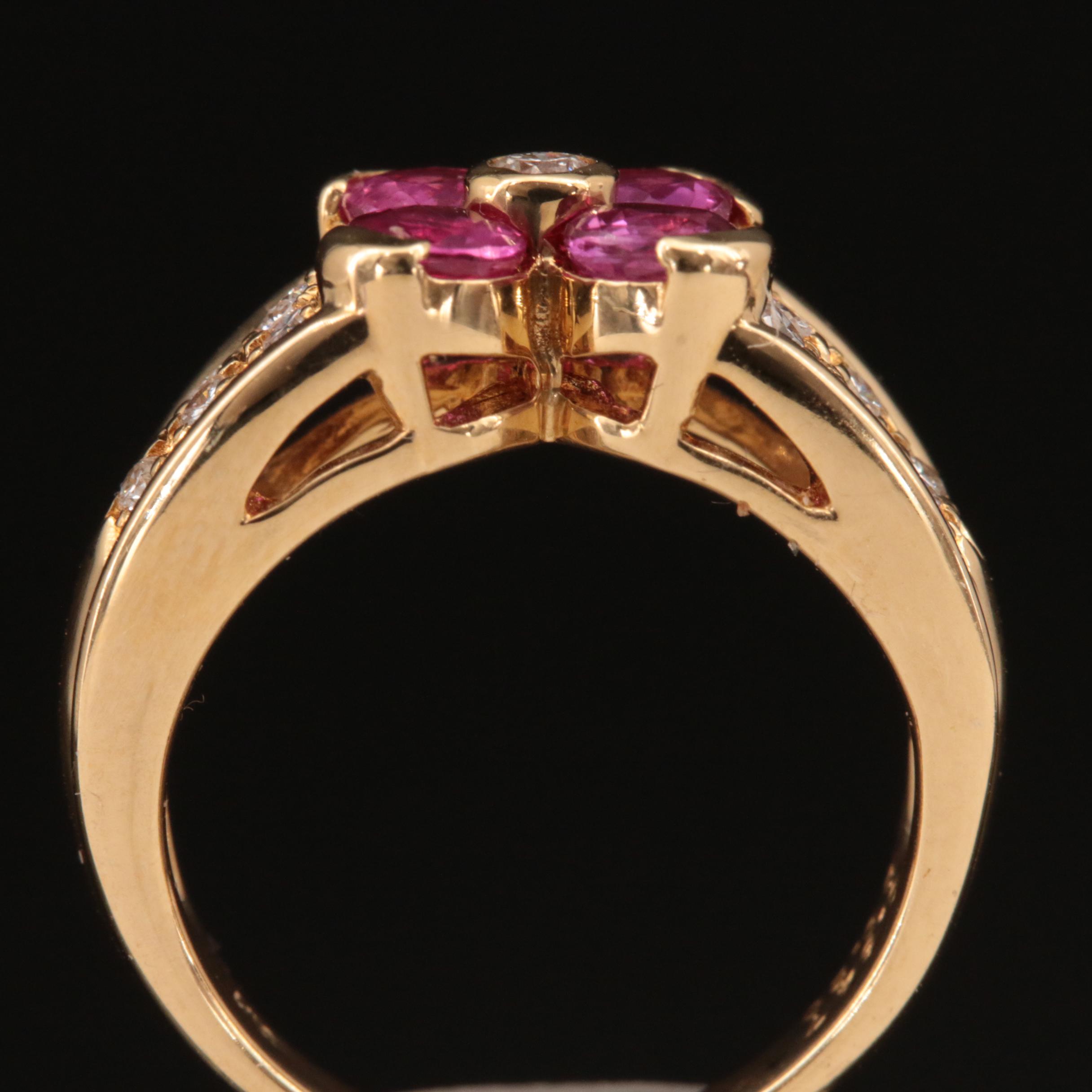 18K Ruby and Diamond Quatrefoil Ring | EBTH