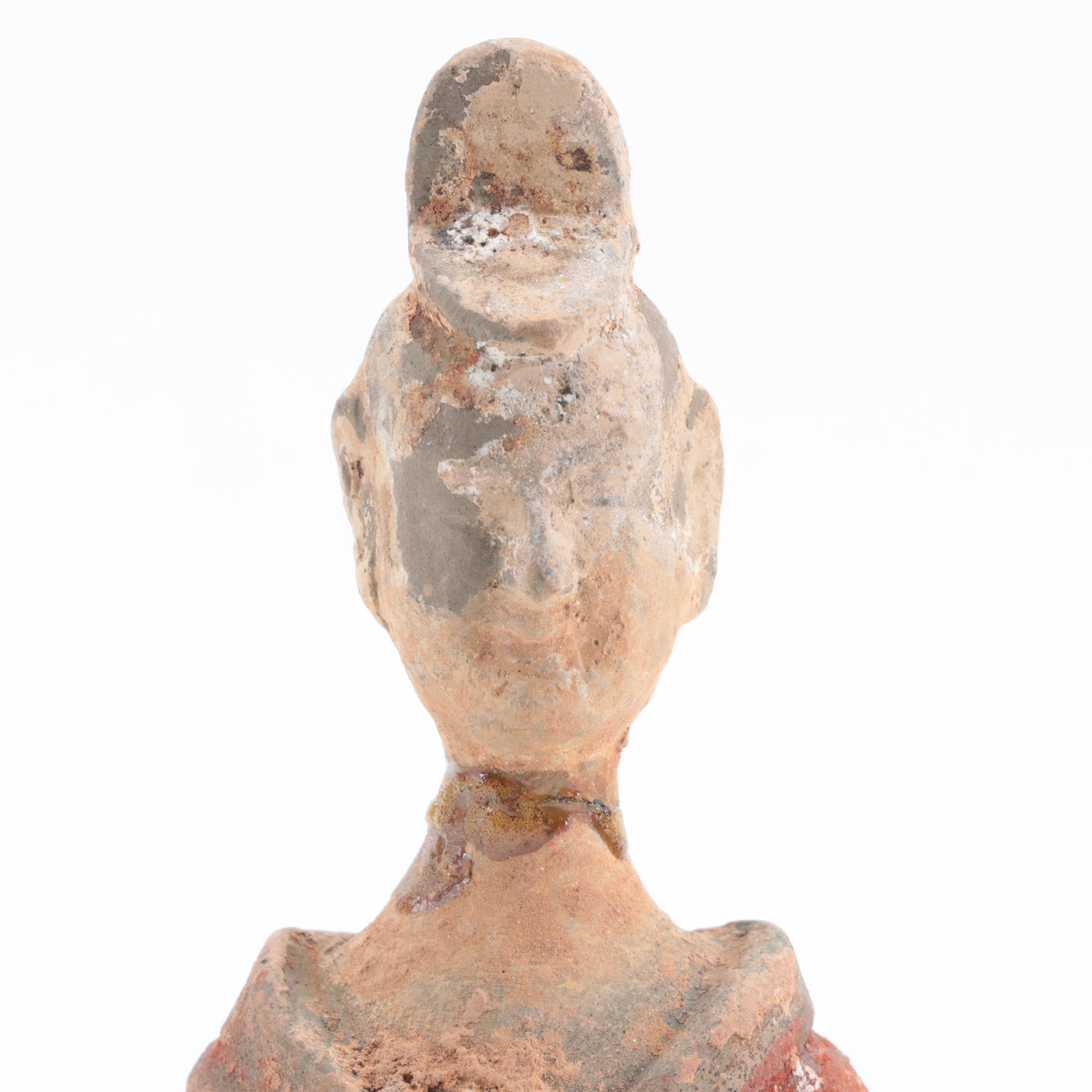 Chinese Painted Clay Tomb Figure, Probably Han Dynasty | EBTH