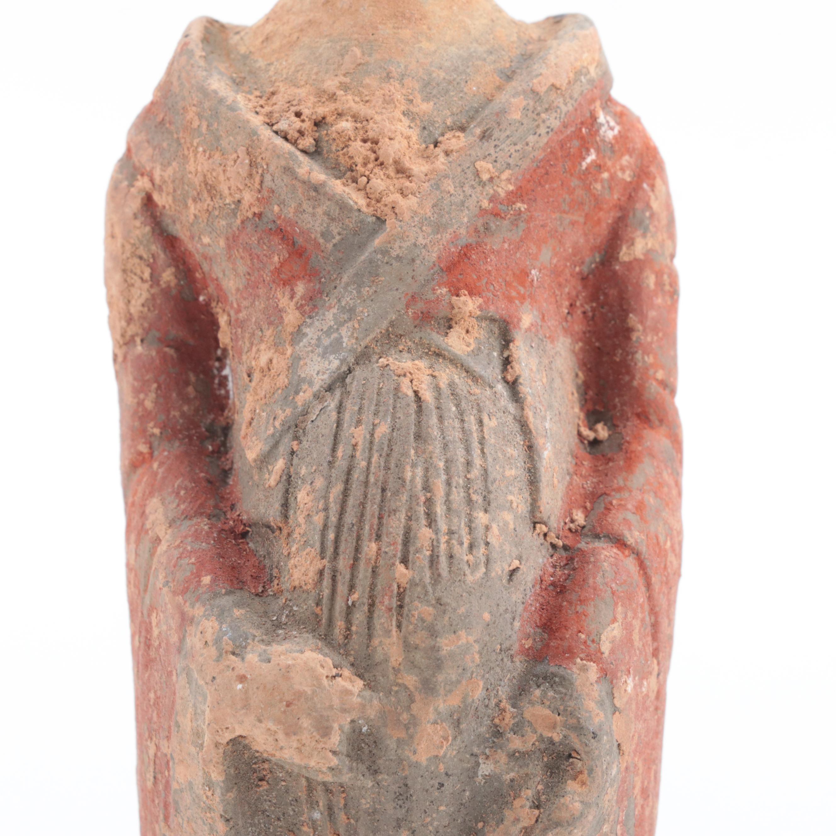 Chinese Painted Clay Tomb Figure, Probably Han Dynasty | EBTH