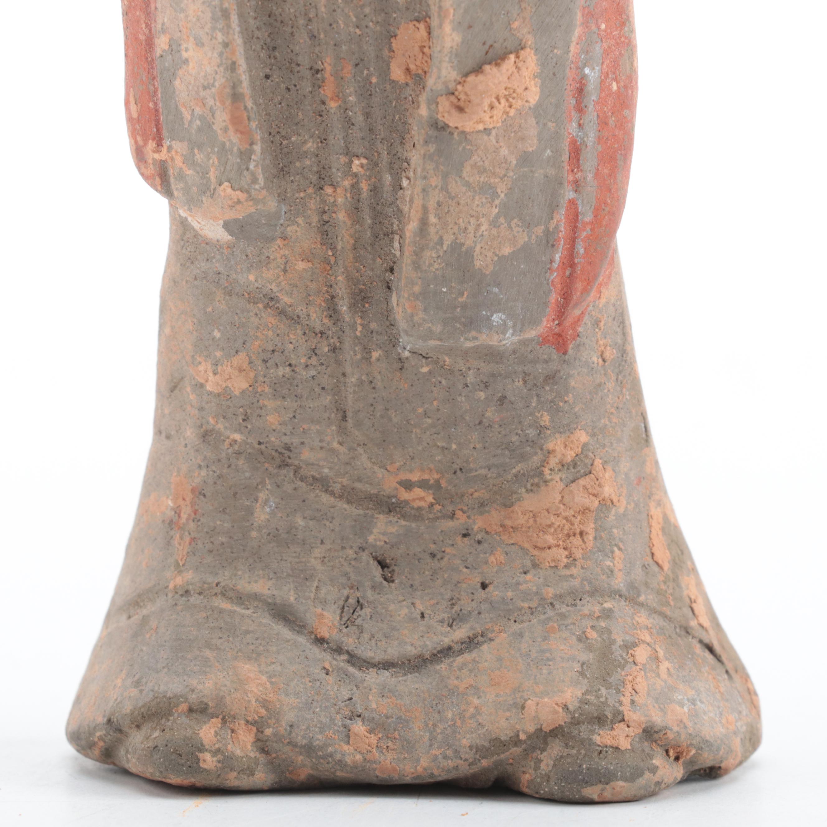 Chinese Painted Clay Tomb Figure, Probably Han Dynasty | EBTH