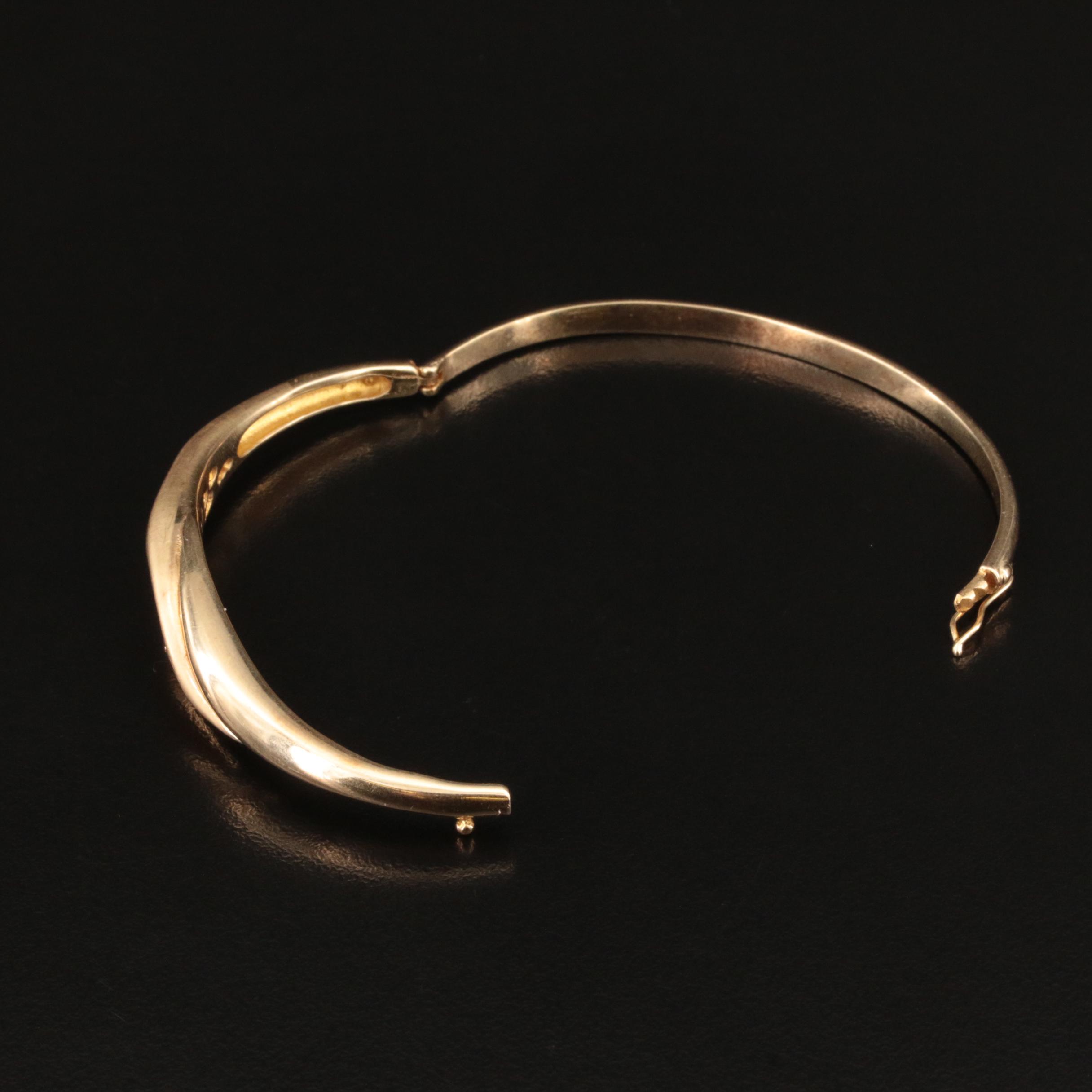 14K Hinged Bangle with Overlay Design | EBTH