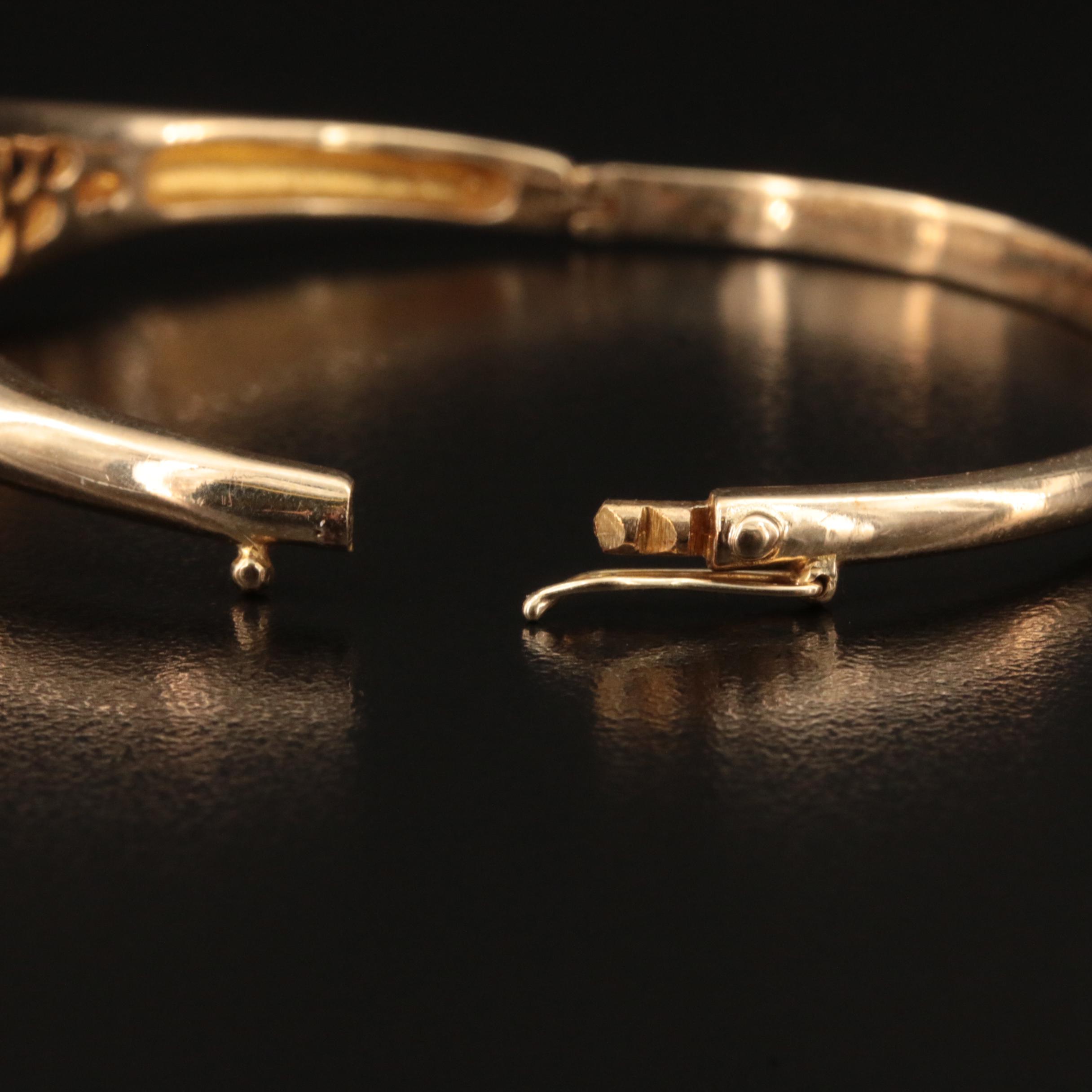 14K Hinged Bangle with Overlay Design | EBTH