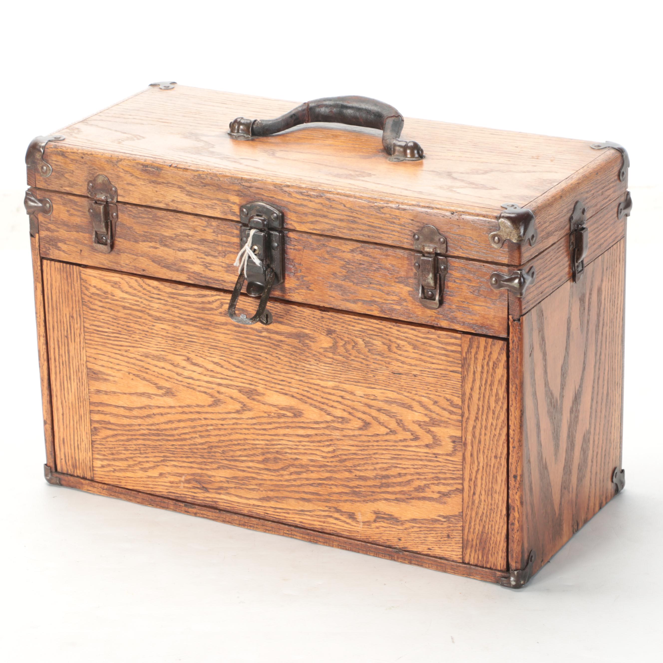 Seven-Drawer Machinist Oak Tool Box | EBTH