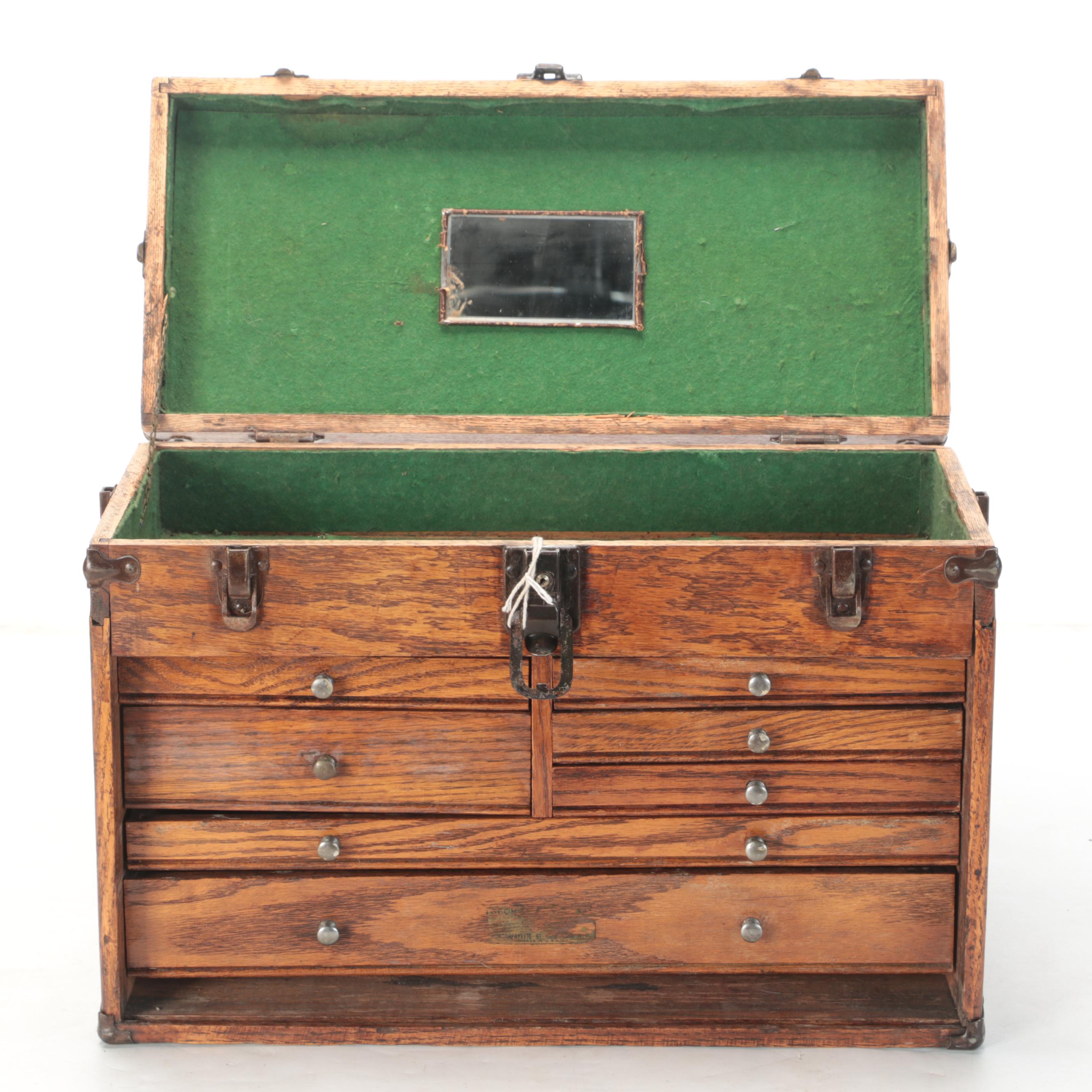 Seven-Drawer Machinist Oak Tool Box | EBTH