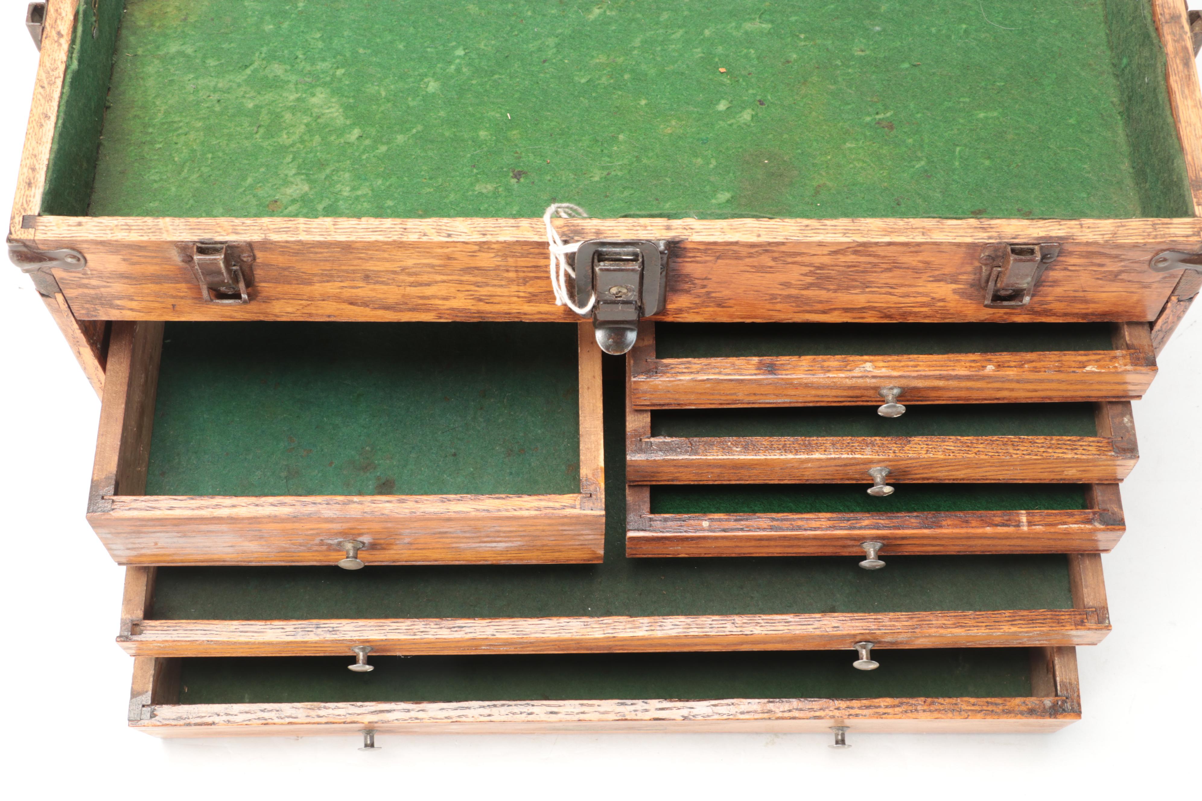 Seven-Drawer Machinist Oak Tool Box | EBTH