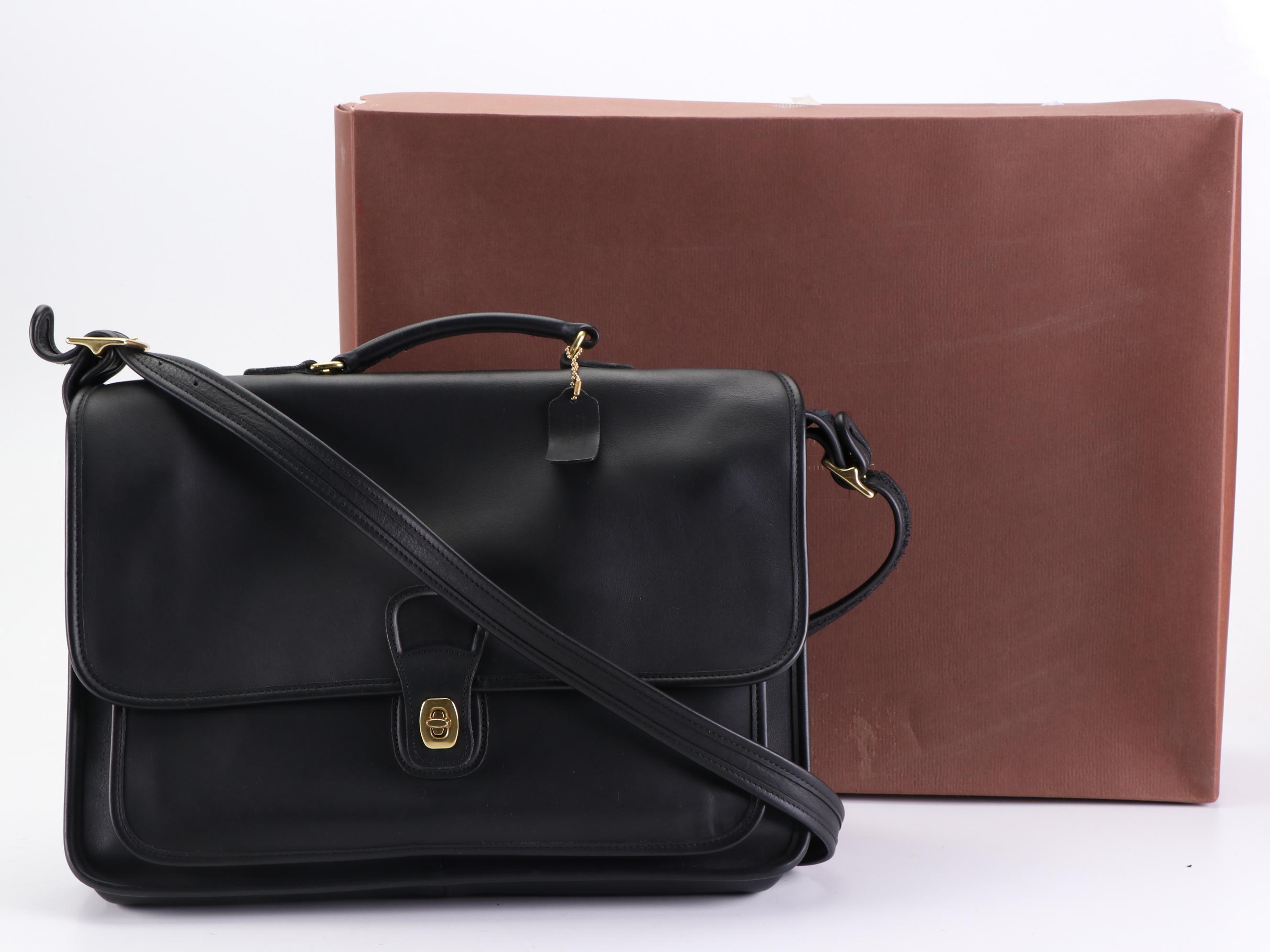 Coach Top-Handle Briefcase in Black Leather w/Box | EBTH