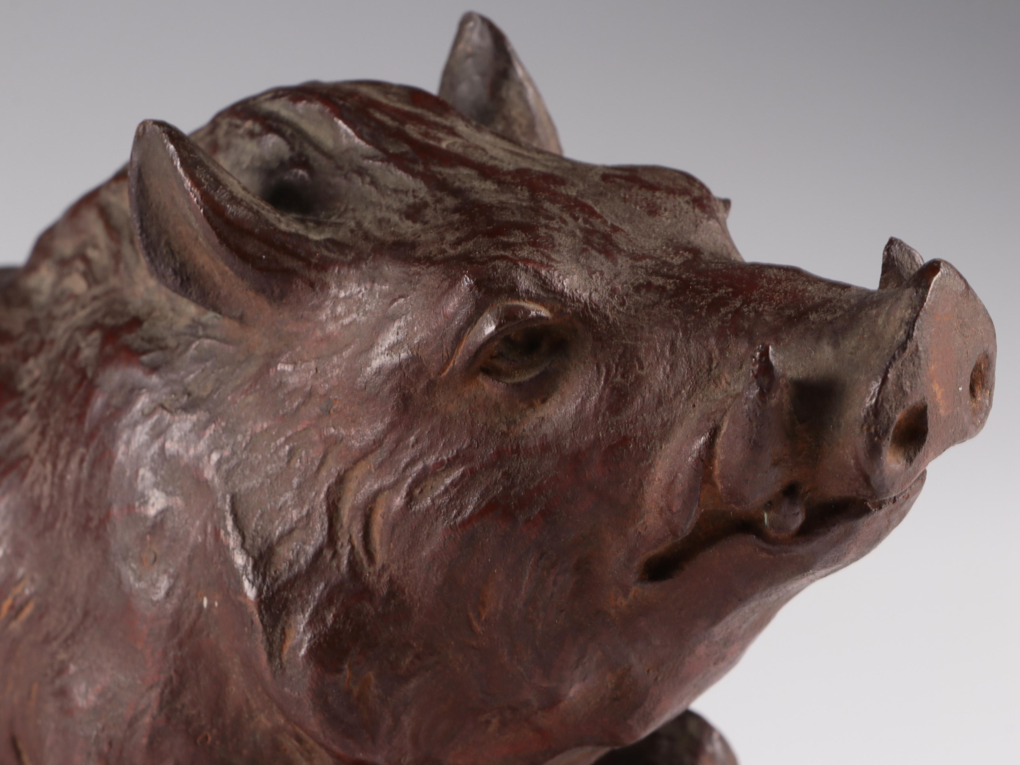 Large Austrian Cold Painted Bronze Wild Boar Figure, Late 19th Century ...