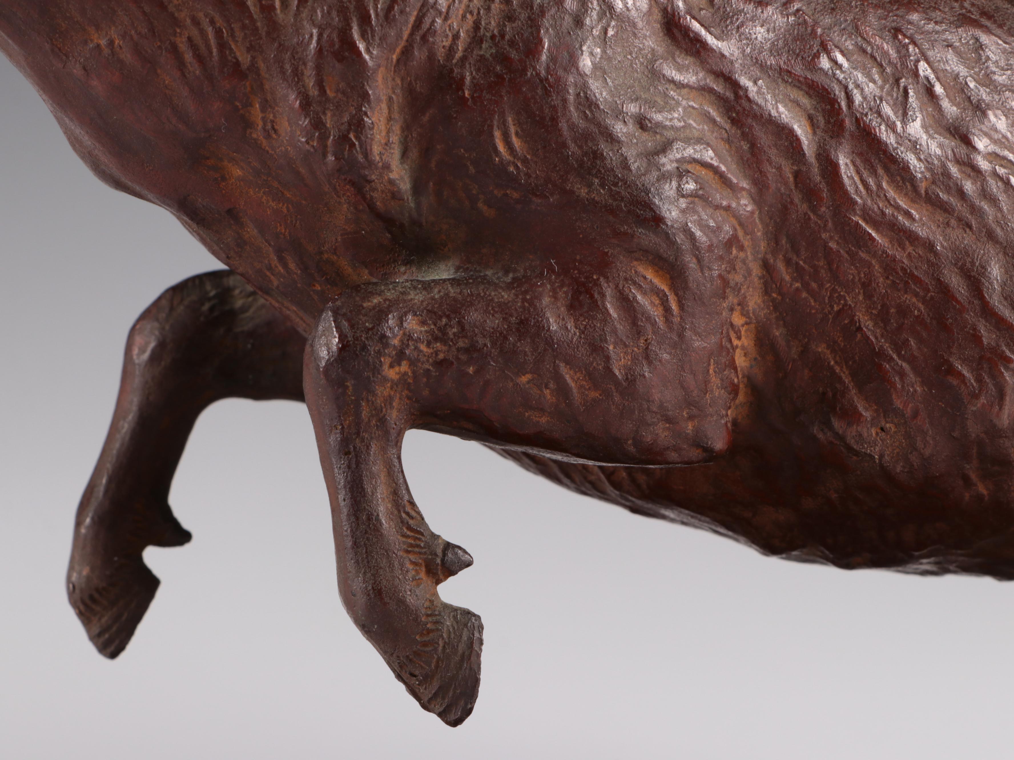 Large Austrian Cold Painted Bronze Wild Boar Figure, Late 19th Century ...