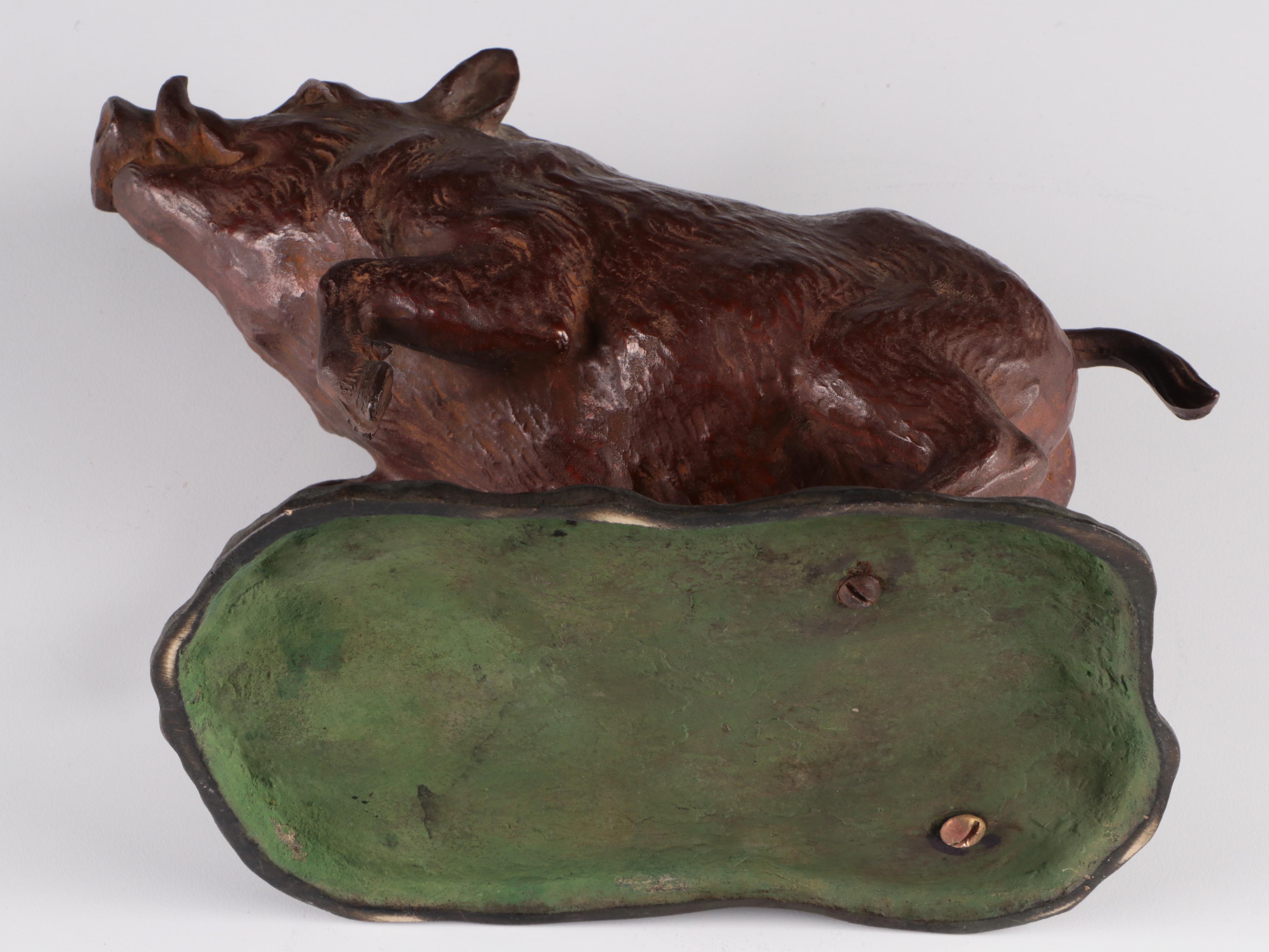 Large Austrian Cold Painted Bronze Wild Boar Figure, Late 19th Century ...