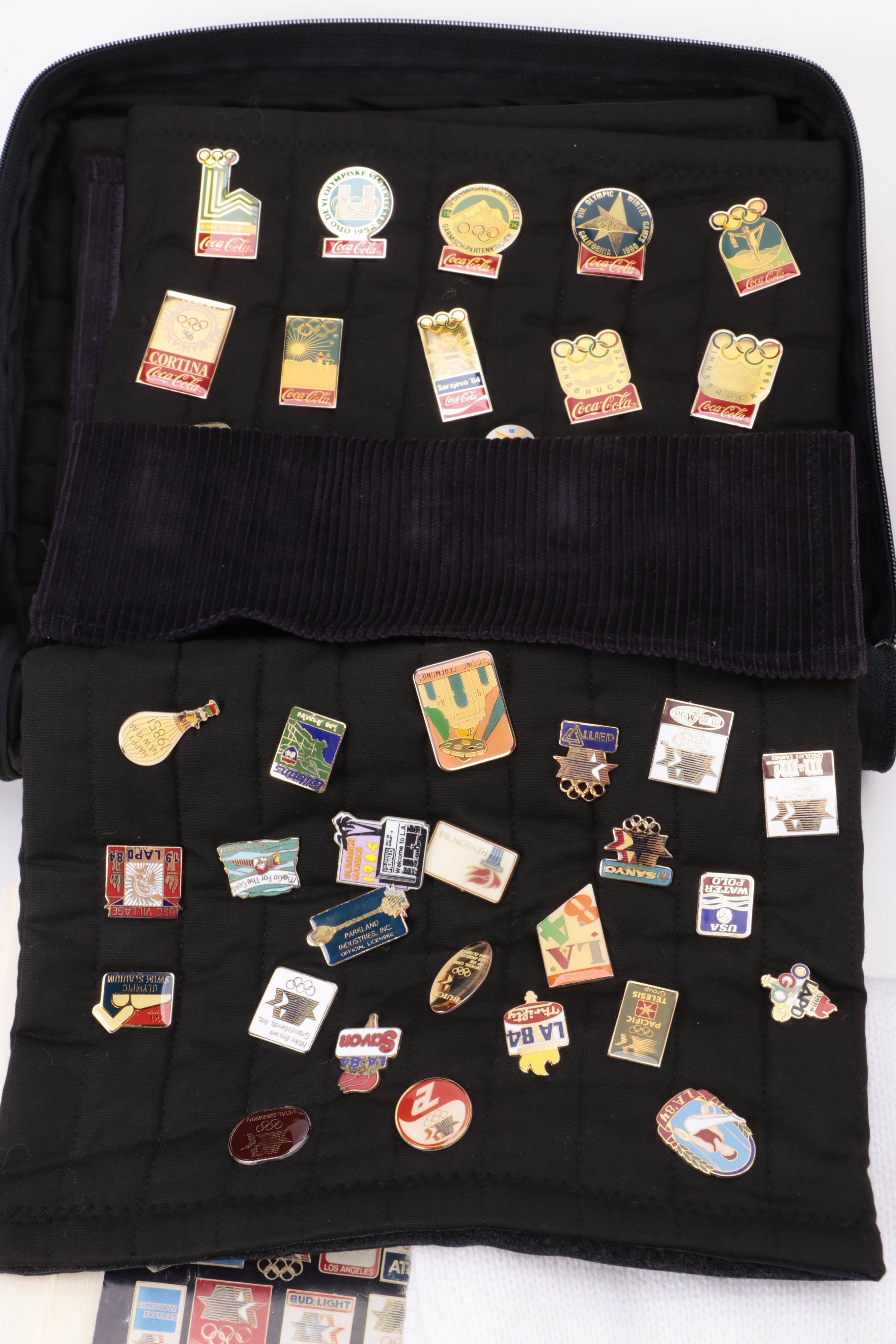 Olympic Games and Other Pinbacks Collection with Scarves, More, Late ...