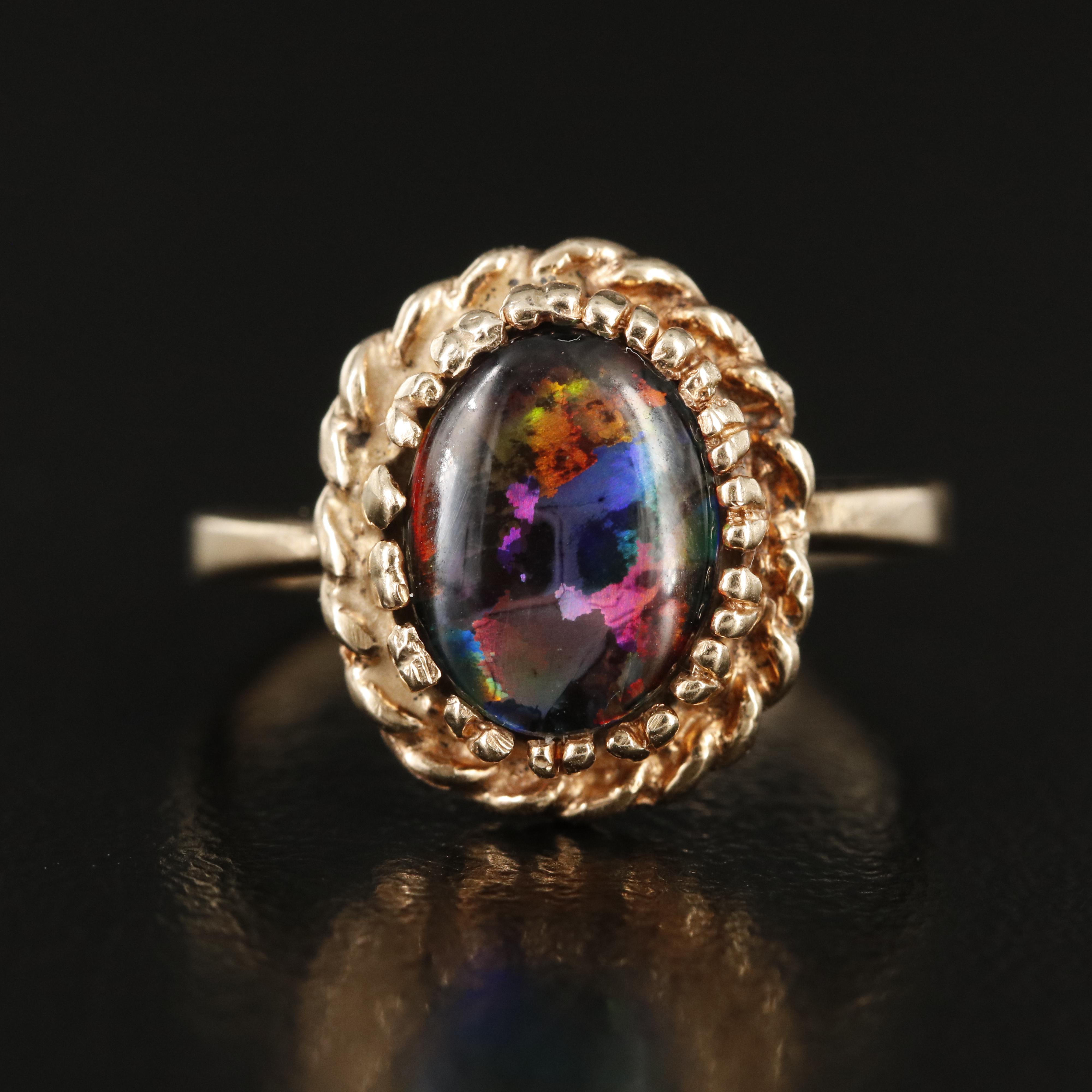 14K Ammonite and Quartz Doublet Ring | EBTH