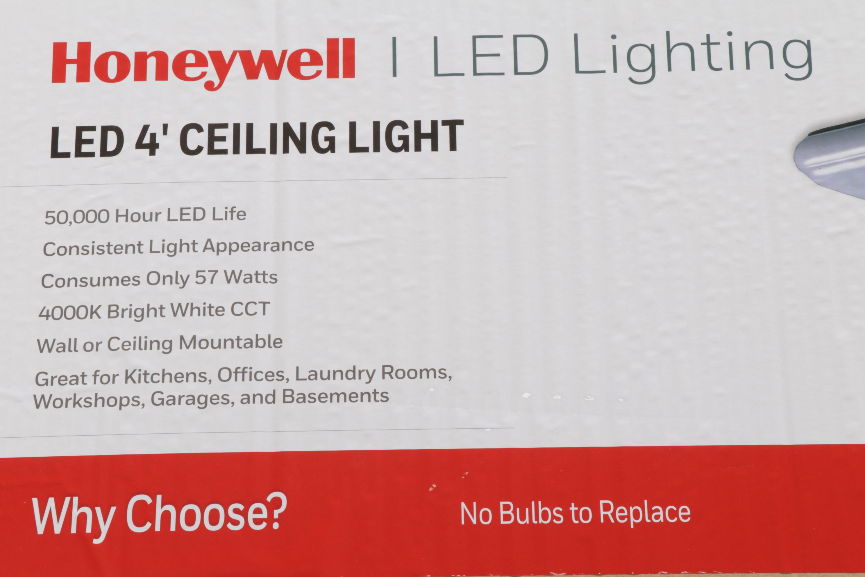 Five Honeywell LED 4-Foot Ceiling Lights, 21st Century | EBTH