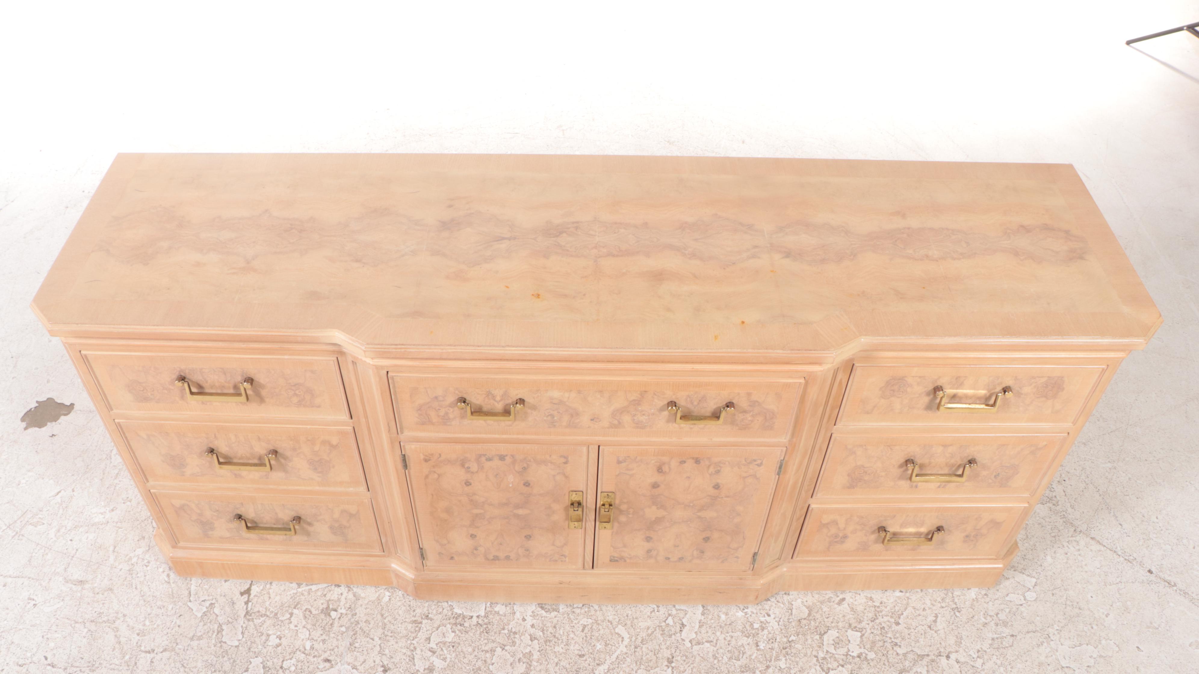 Drexel Heritage "Corinthian" Ash and Olive Ash Burl Nine-Drawer Chest ...