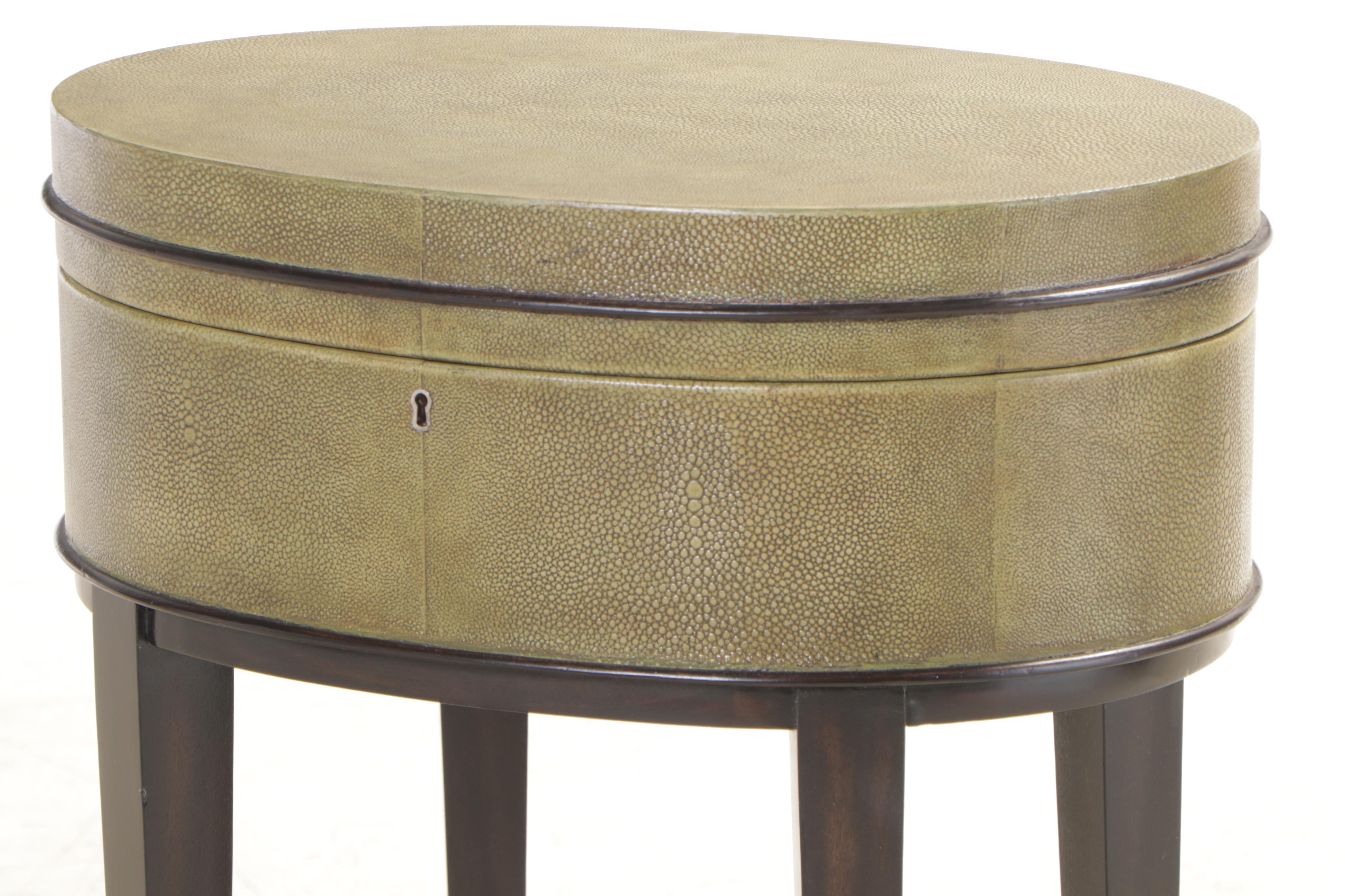 Pair of Thomasville "Bogart Luxe Collection" Faux Shagreen Lift-Top End ...