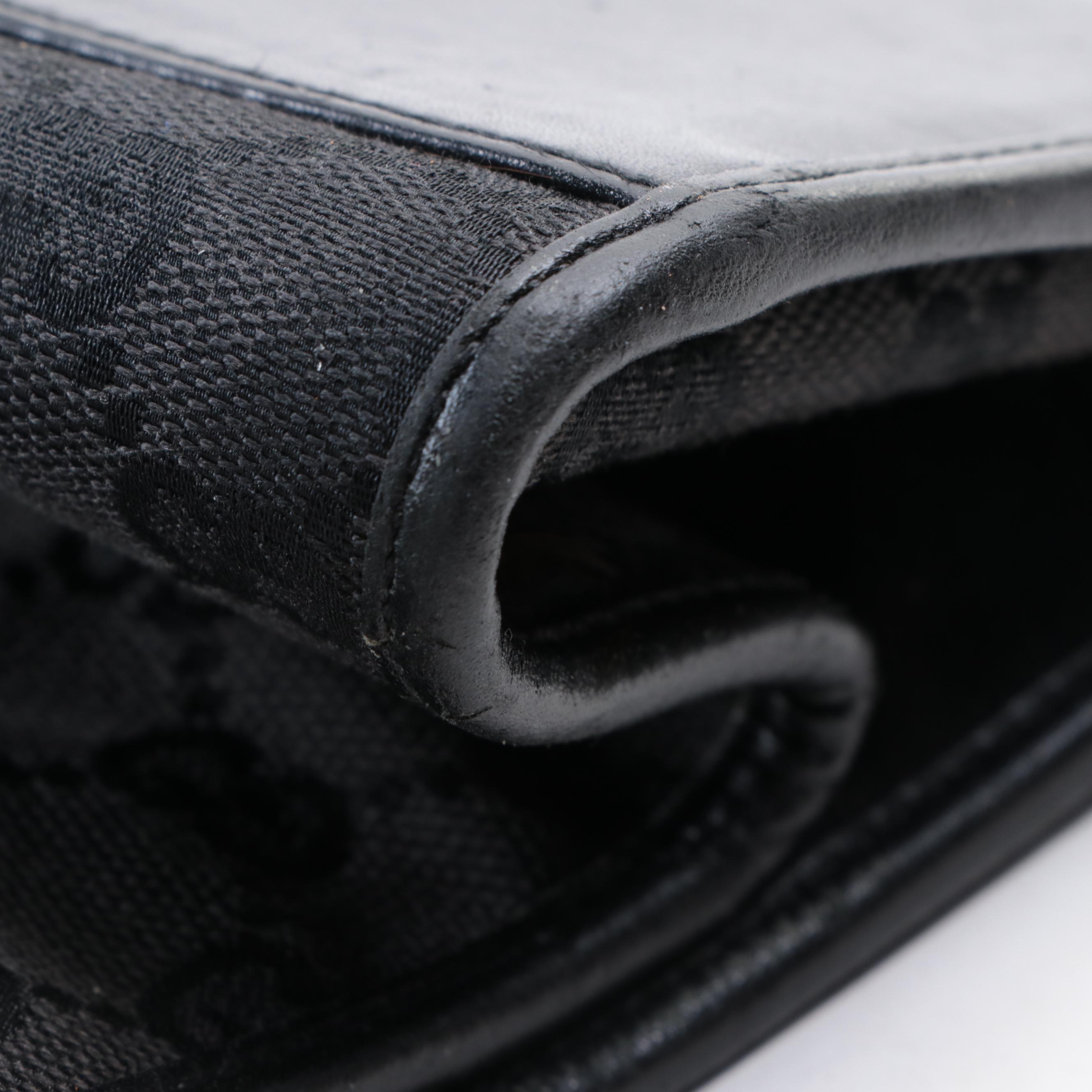 Gucci Black Guccissima Canvas and Leather Shoulder Bag with Push-Lock ...