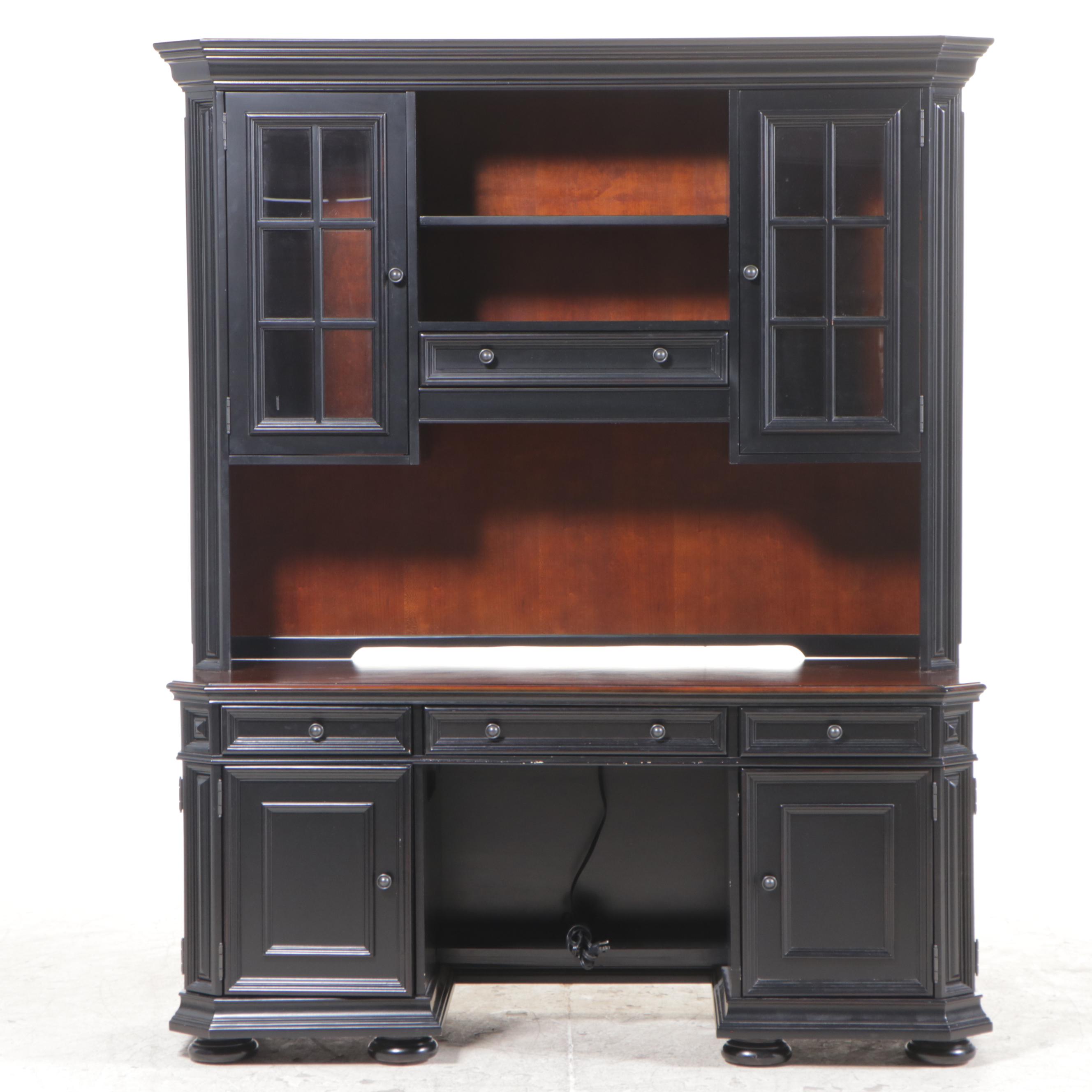 Riverside Furniture "Allegro" Cherrywood and Ebonized Desk with Hutch ...