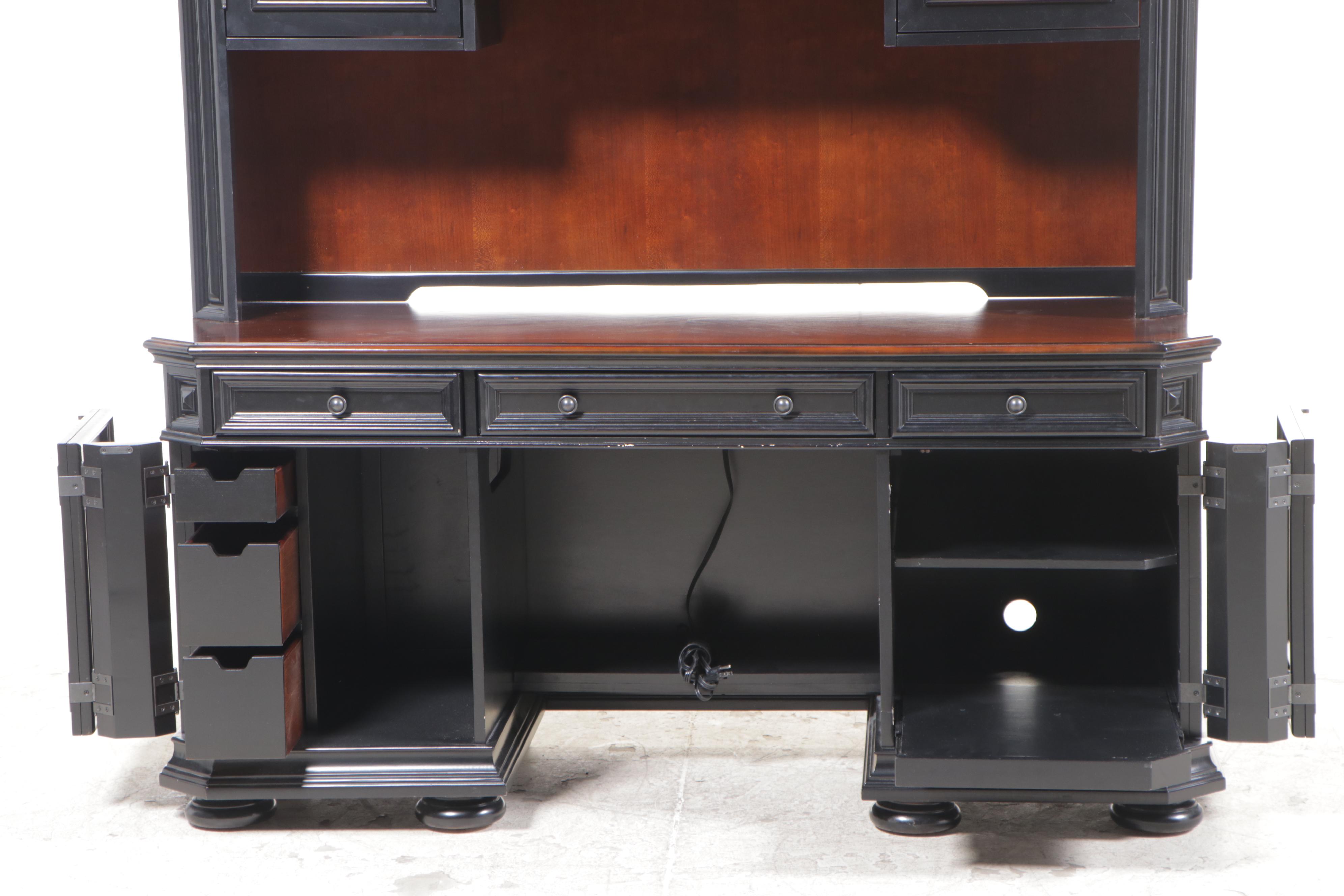 Riverside Furniture "Allegro" Cherrywood and Ebonized Desk with Hutch ...