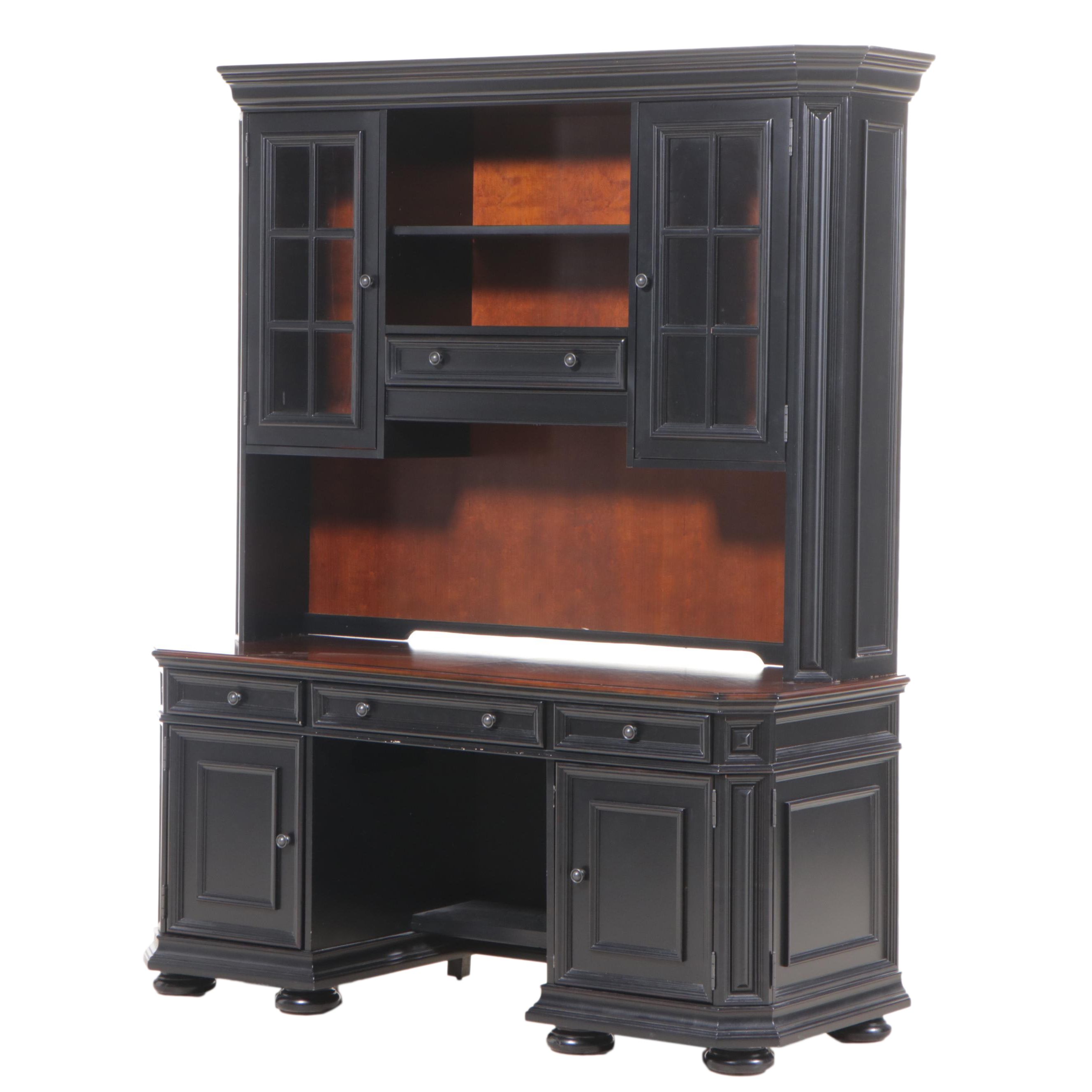 Riverside Furniture "Allegro" Cherrywood and Ebonized Desk with Hutch ...