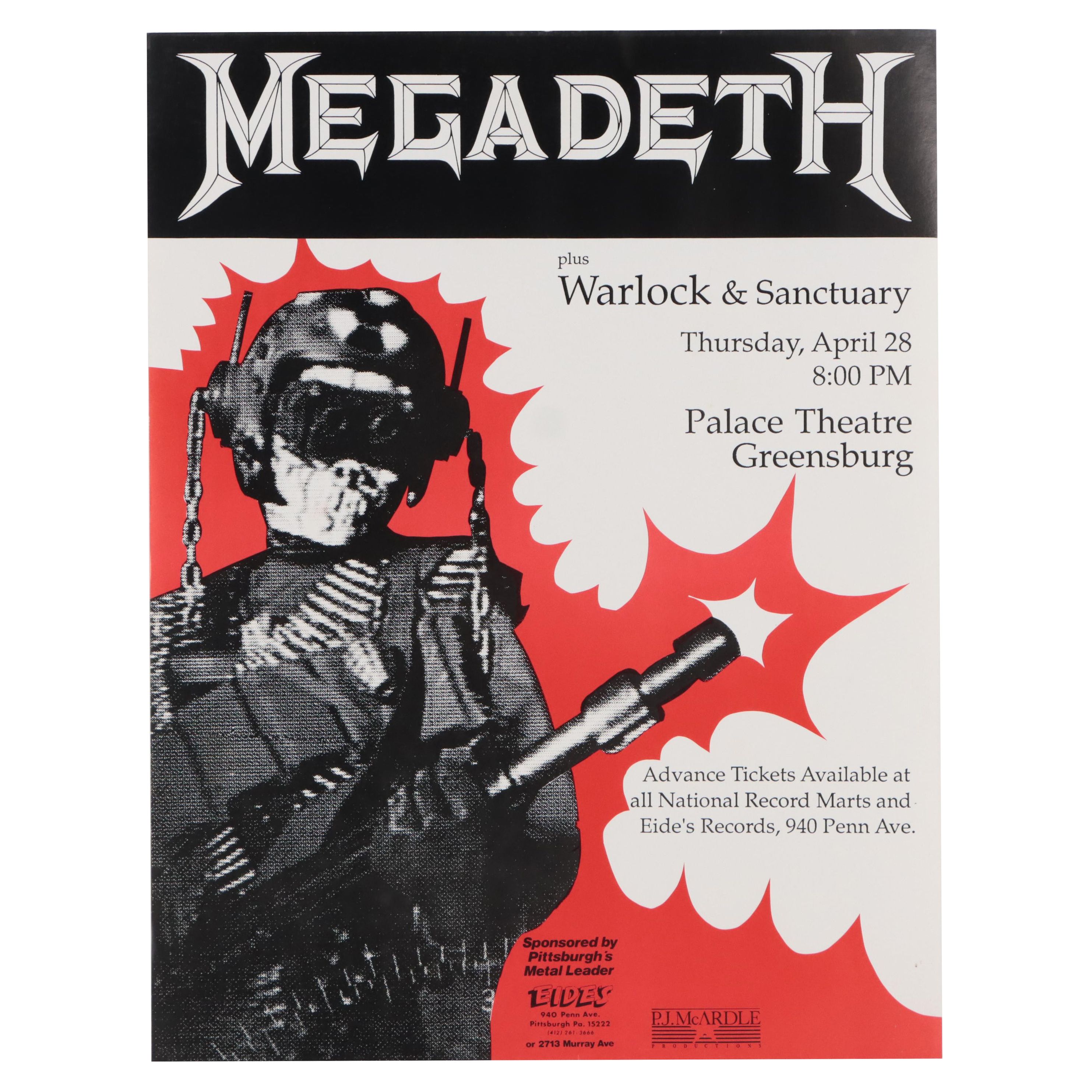 1988 Megadeth Pittsburgh Concert Poster | EBTH