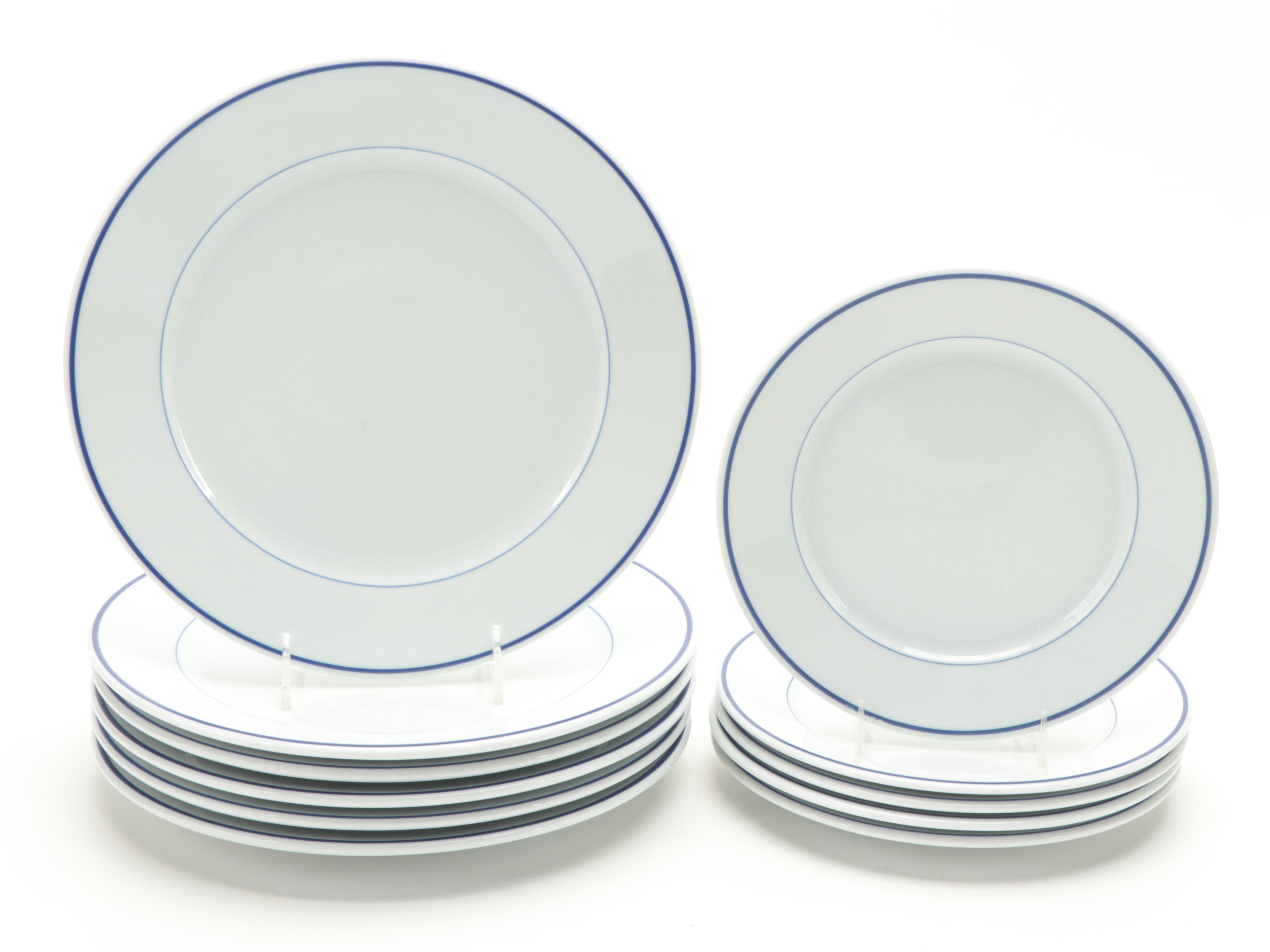 Apilco "Tradition Blue" Porcelain Dinnerware with Sferra "Acanthus ...