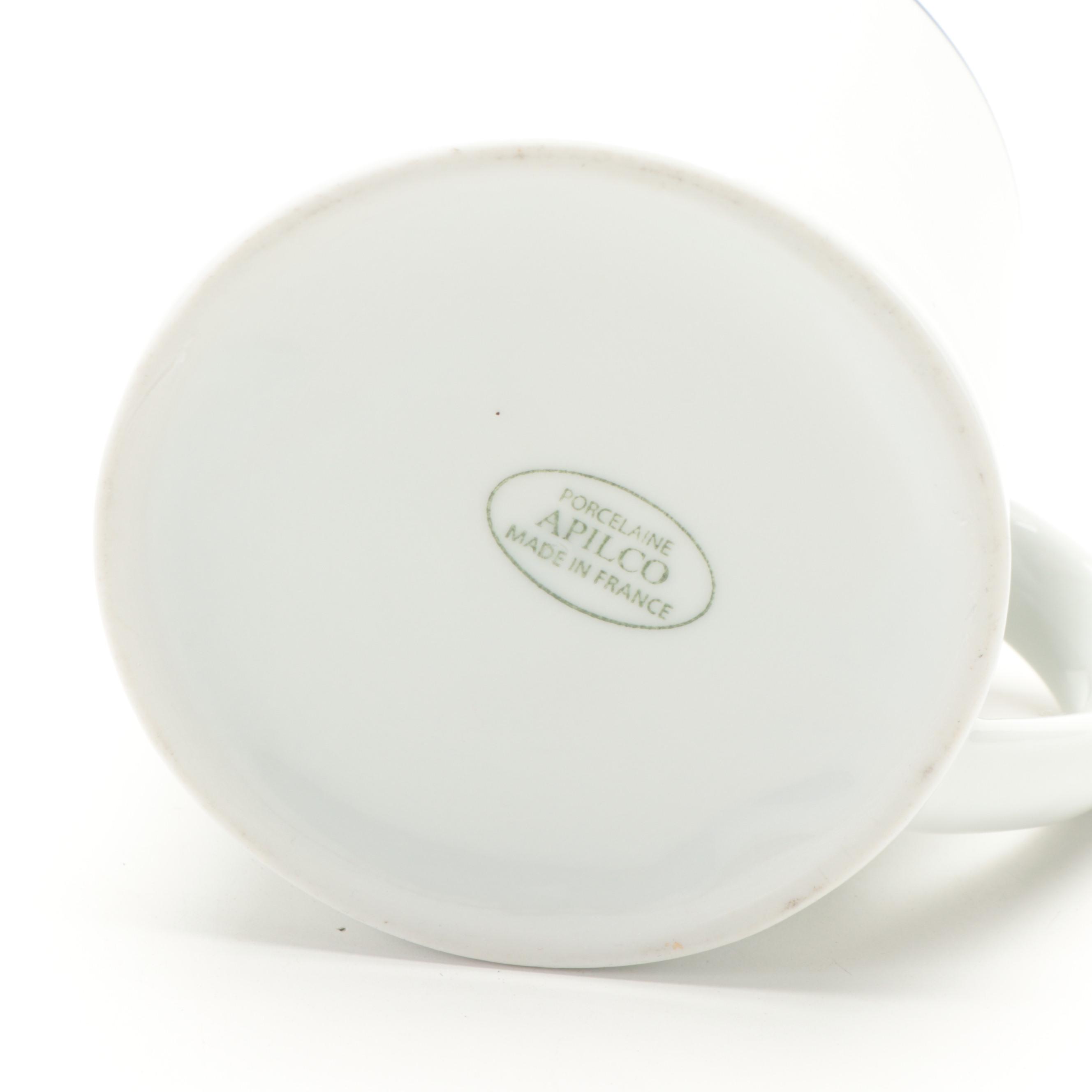 Apilco "Tradition Blue" Porcelain Dinnerware with Sferra "Acanthus ...
