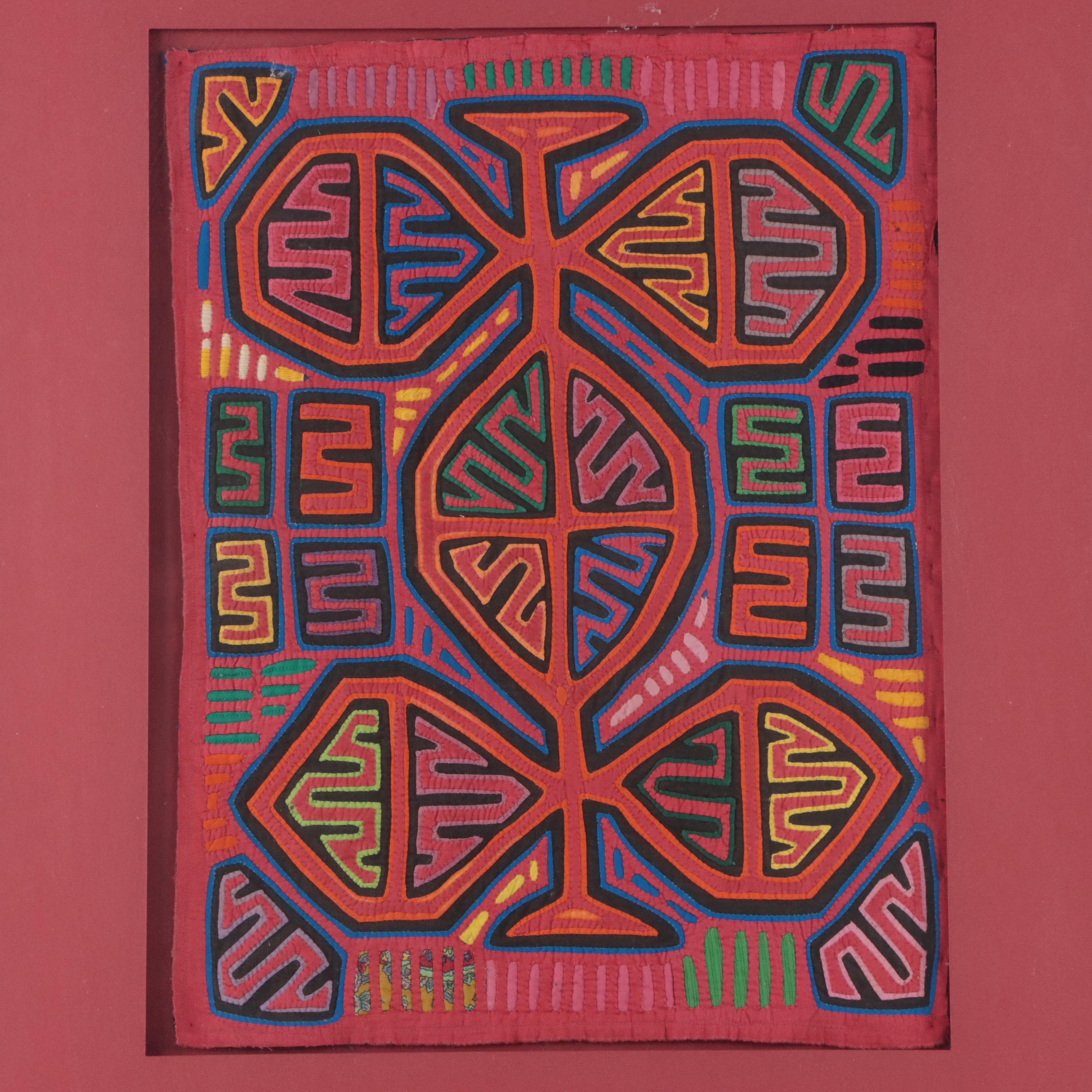 Folk Art Panamanian Guna Mola Textile in Frame | EBTH