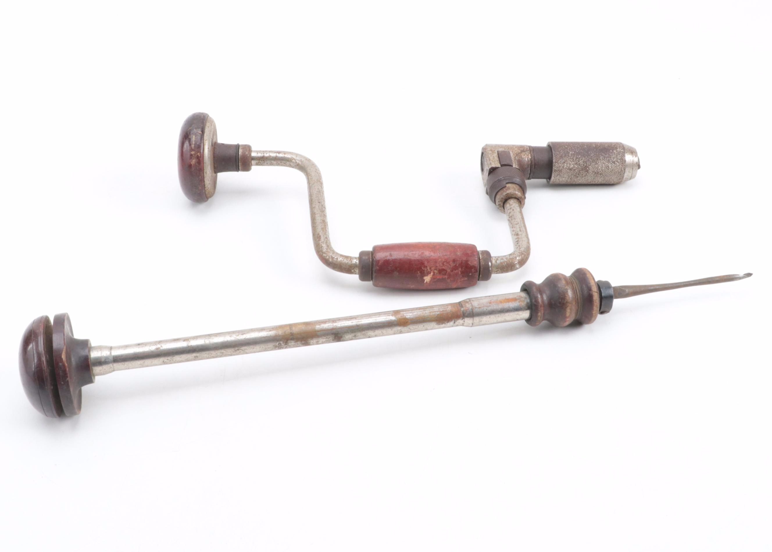 Brace Drill, Hand Drills, Stanley Block Plane With Wooden Clamp, More ...
