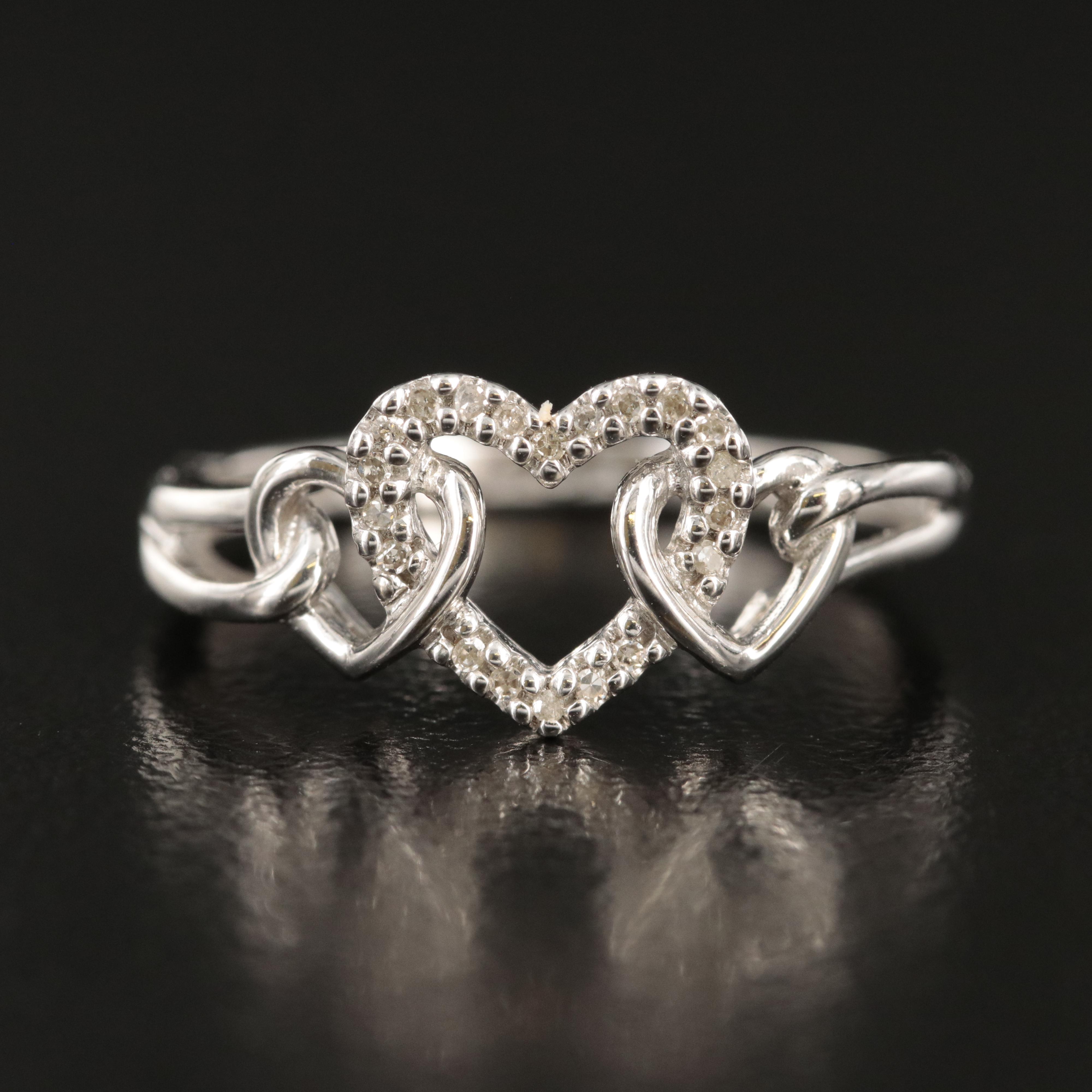 10K Diamond Triple Heart Ring | EBTH