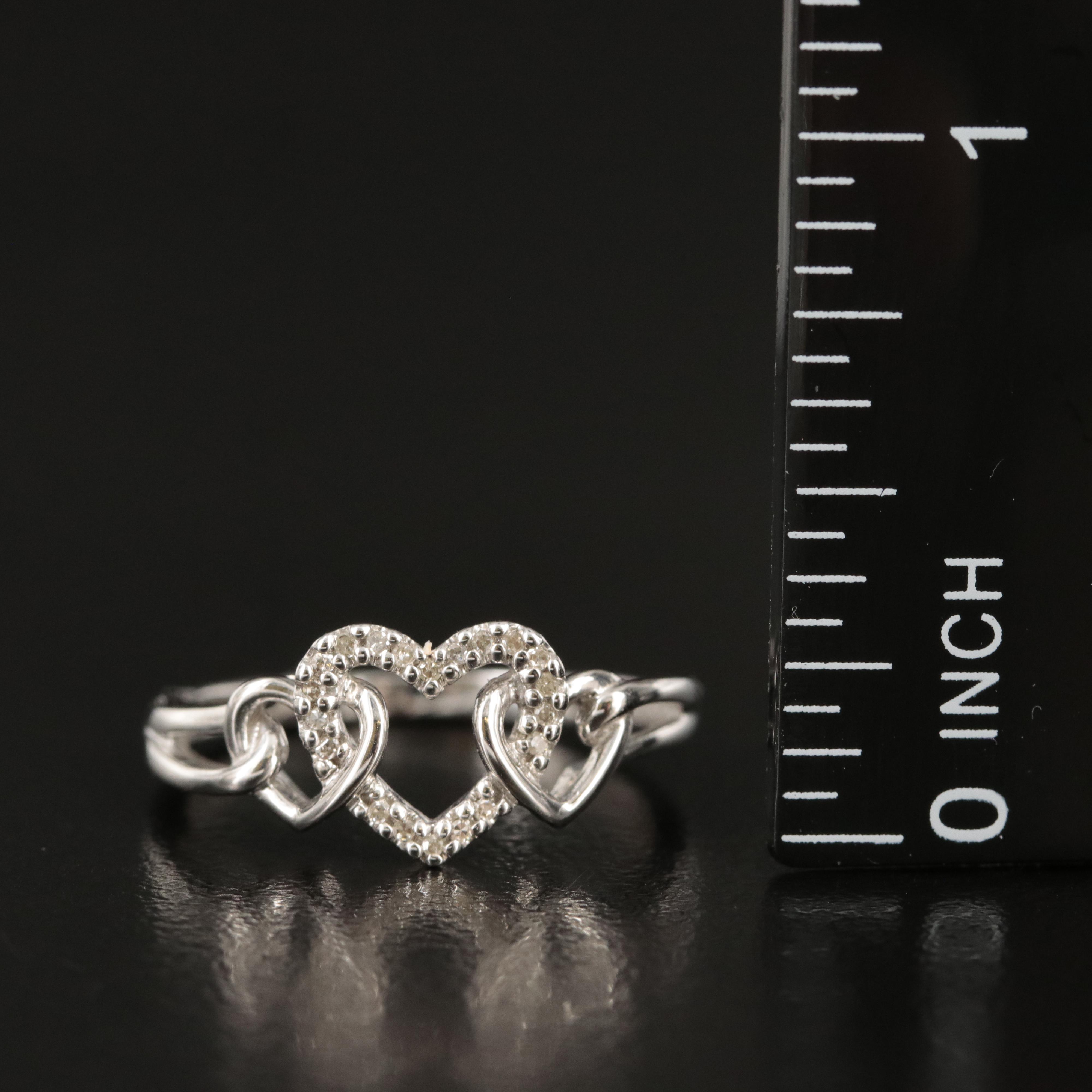 10K Diamond Triple Heart Ring | EBTH