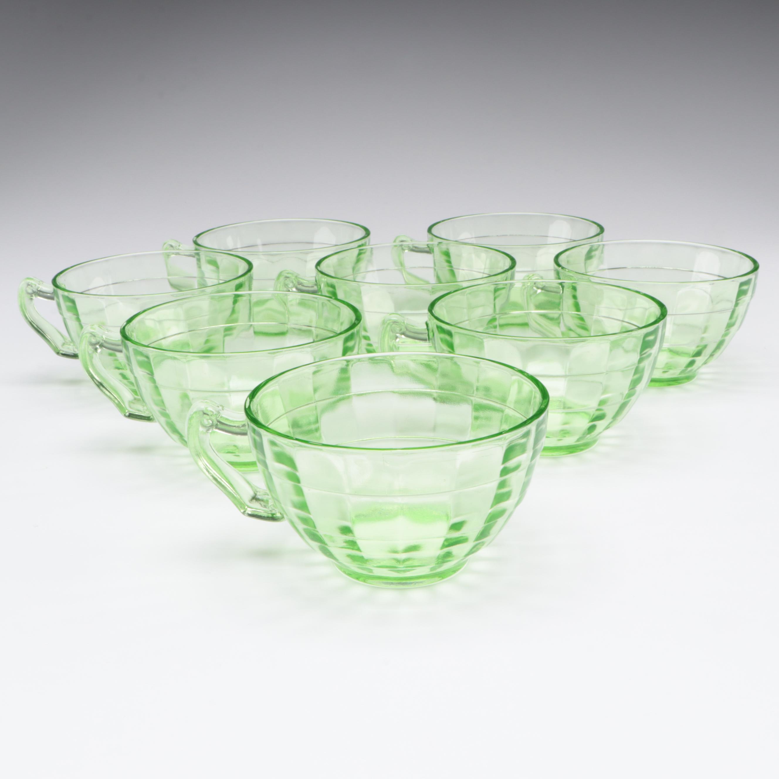 Anchor Hocking "Block Optic Green" Uranium Glass Dinnerware and ...