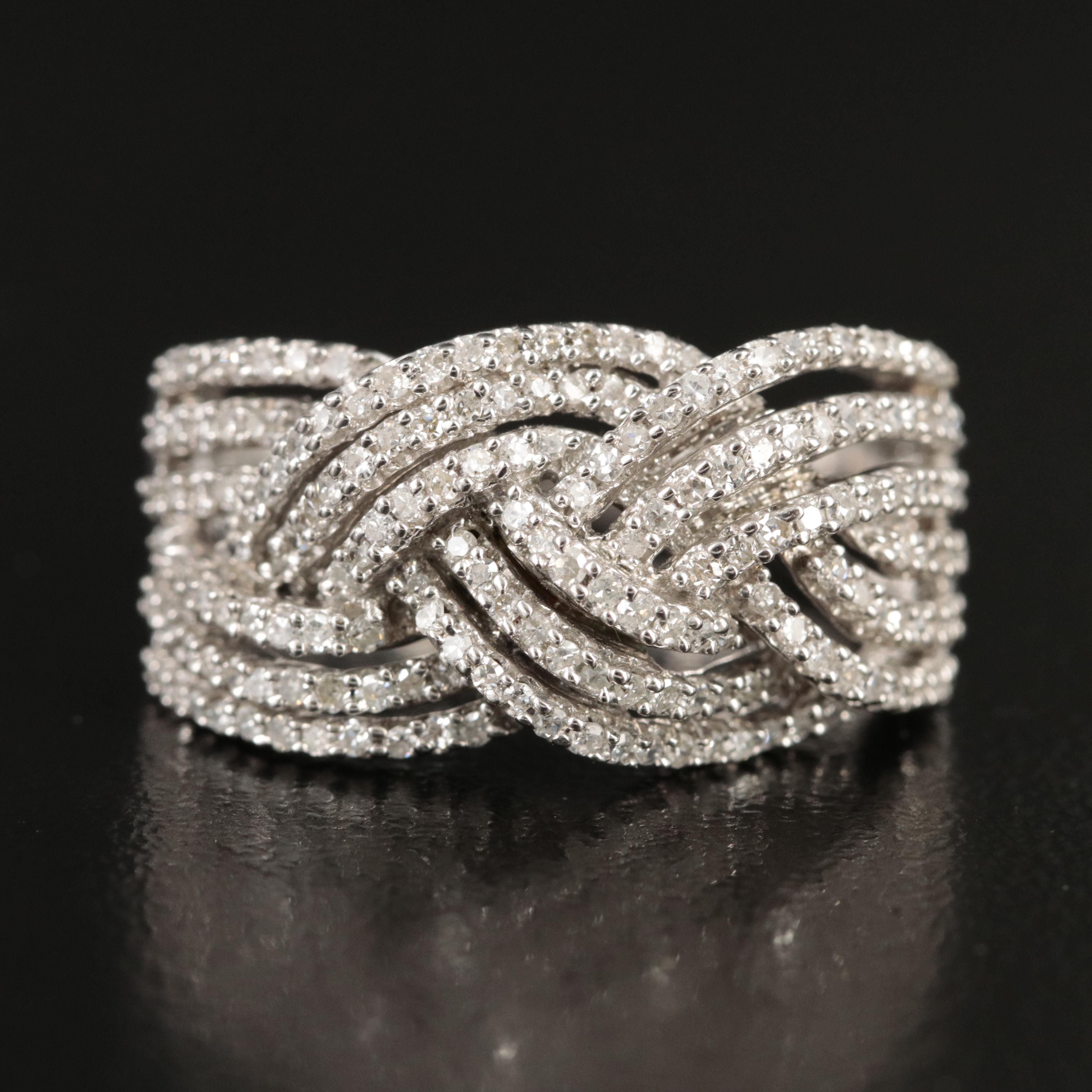 Sterling Diamond Braided Ring | EBTH