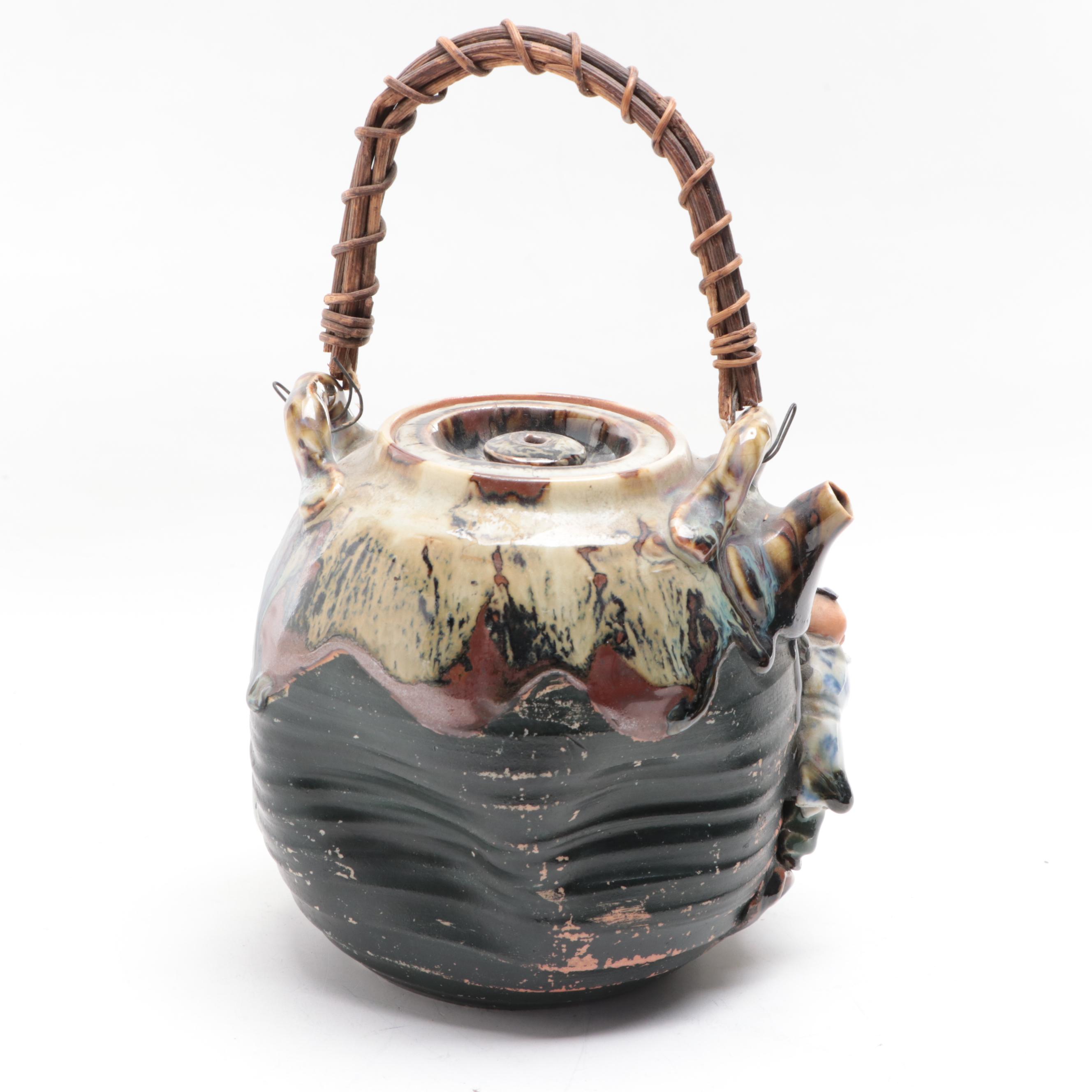 Japanese Sumida Gawa Pottery Teapots and Three-Handled Vase | EBTH