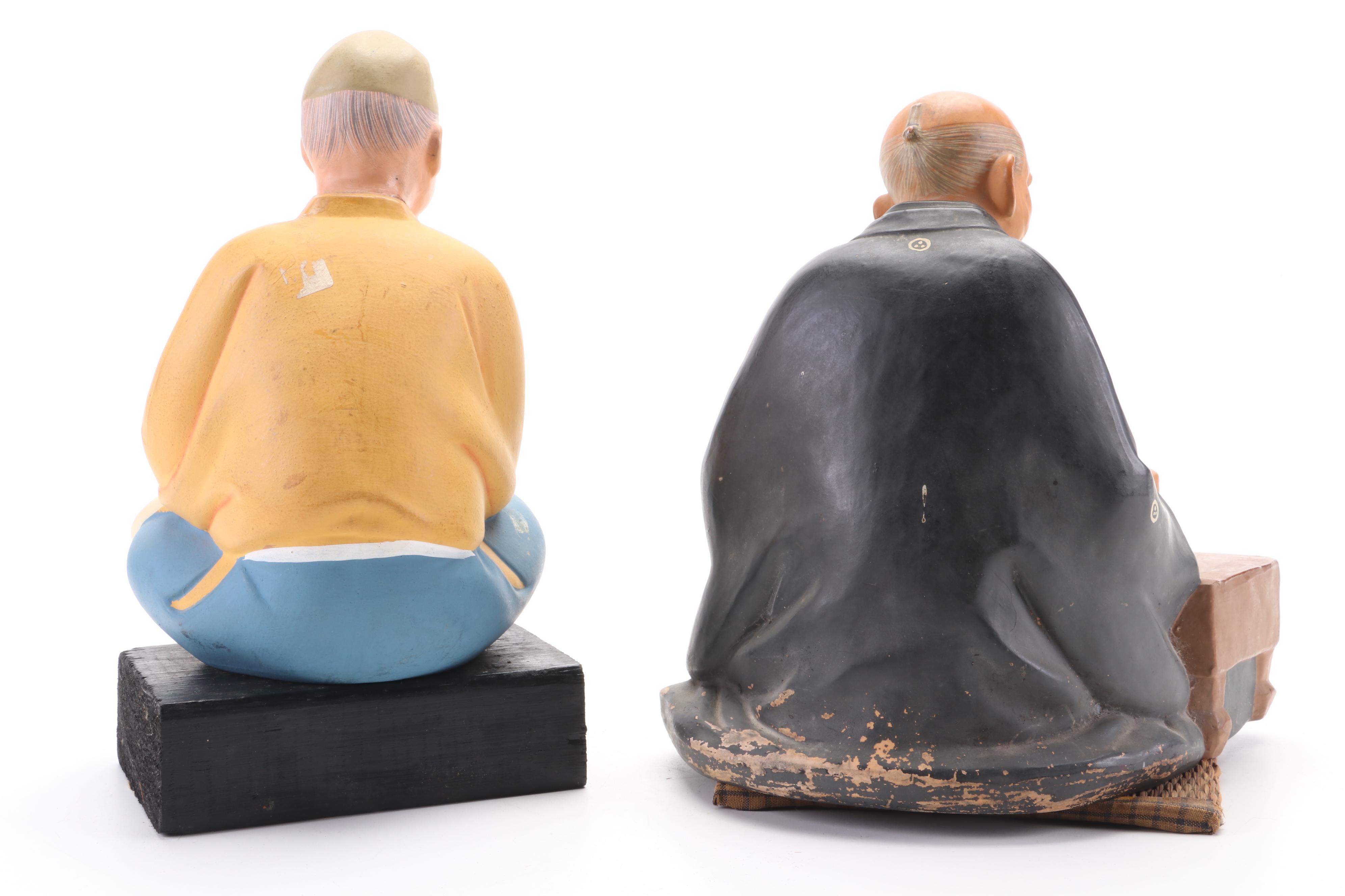 Japanese Hakata Urasaki Painted Chalk Figures | EBTH