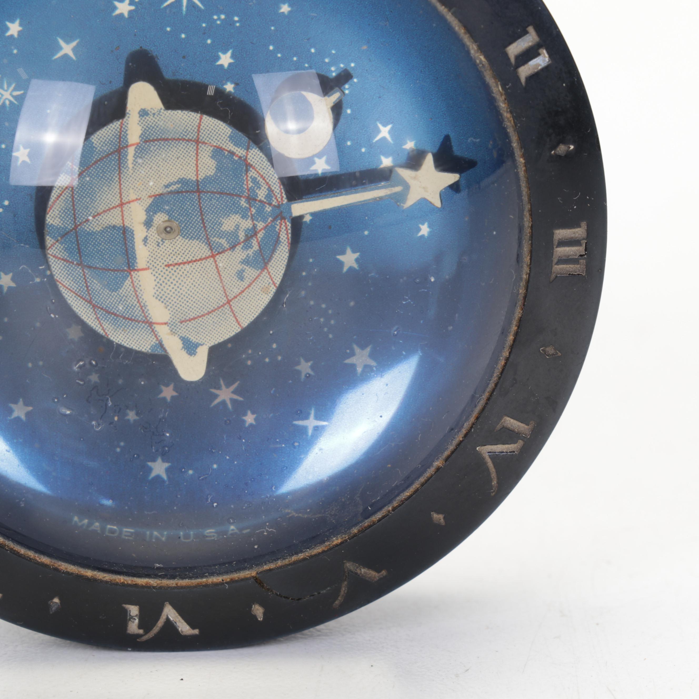 Westclox Earth, Moon and Stars Paperweight Clock, 1930s | EBTH