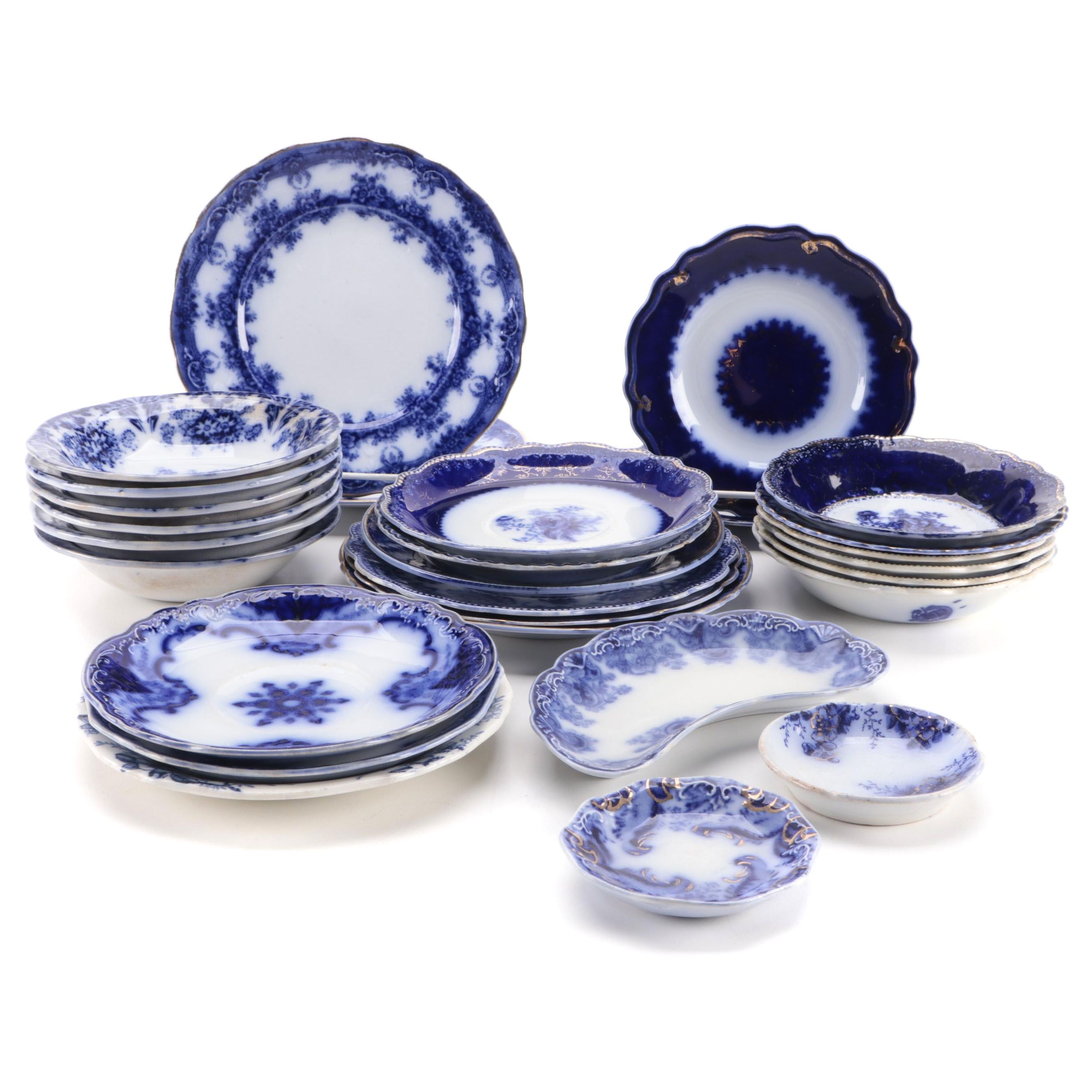 Samuel Ford & Co "Milan" with English and Other Flow Blue Ironstone ...