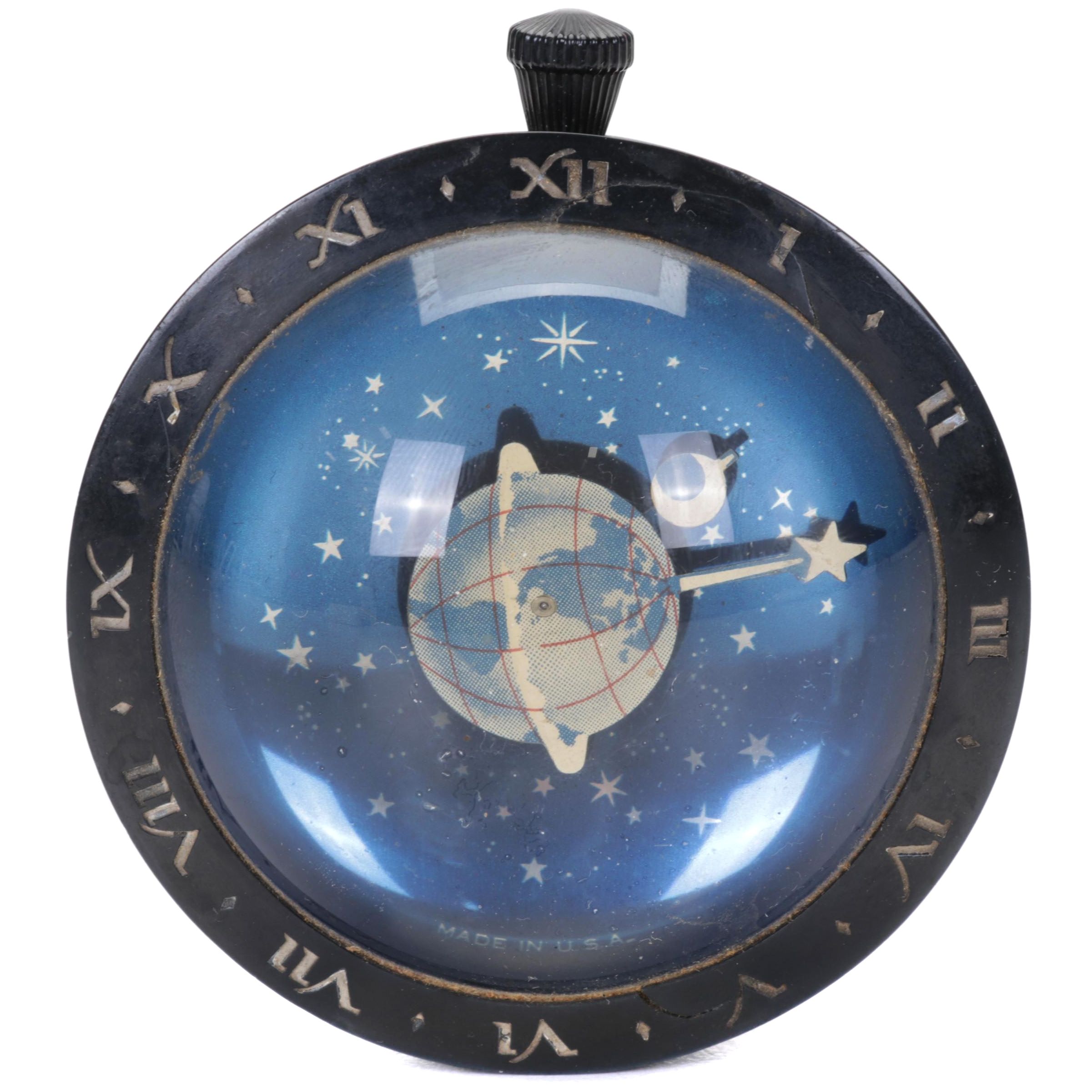 Westclox Earth, Moon and Stars Paperweight Clock, 1930s | EBTH