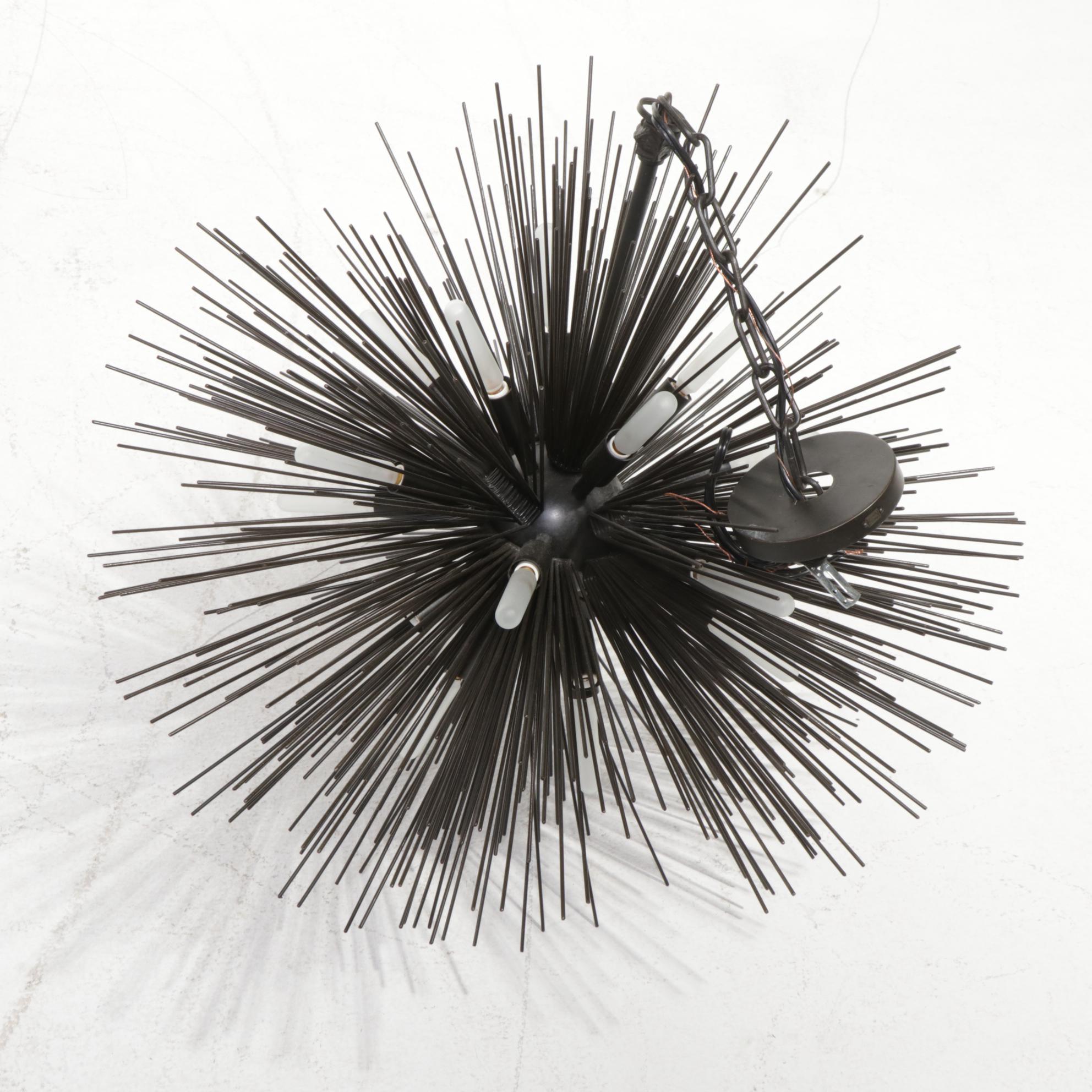 Visual Comfort "Strada" Sputnik Style Chandelier in Aged Iron Finish | EBTH