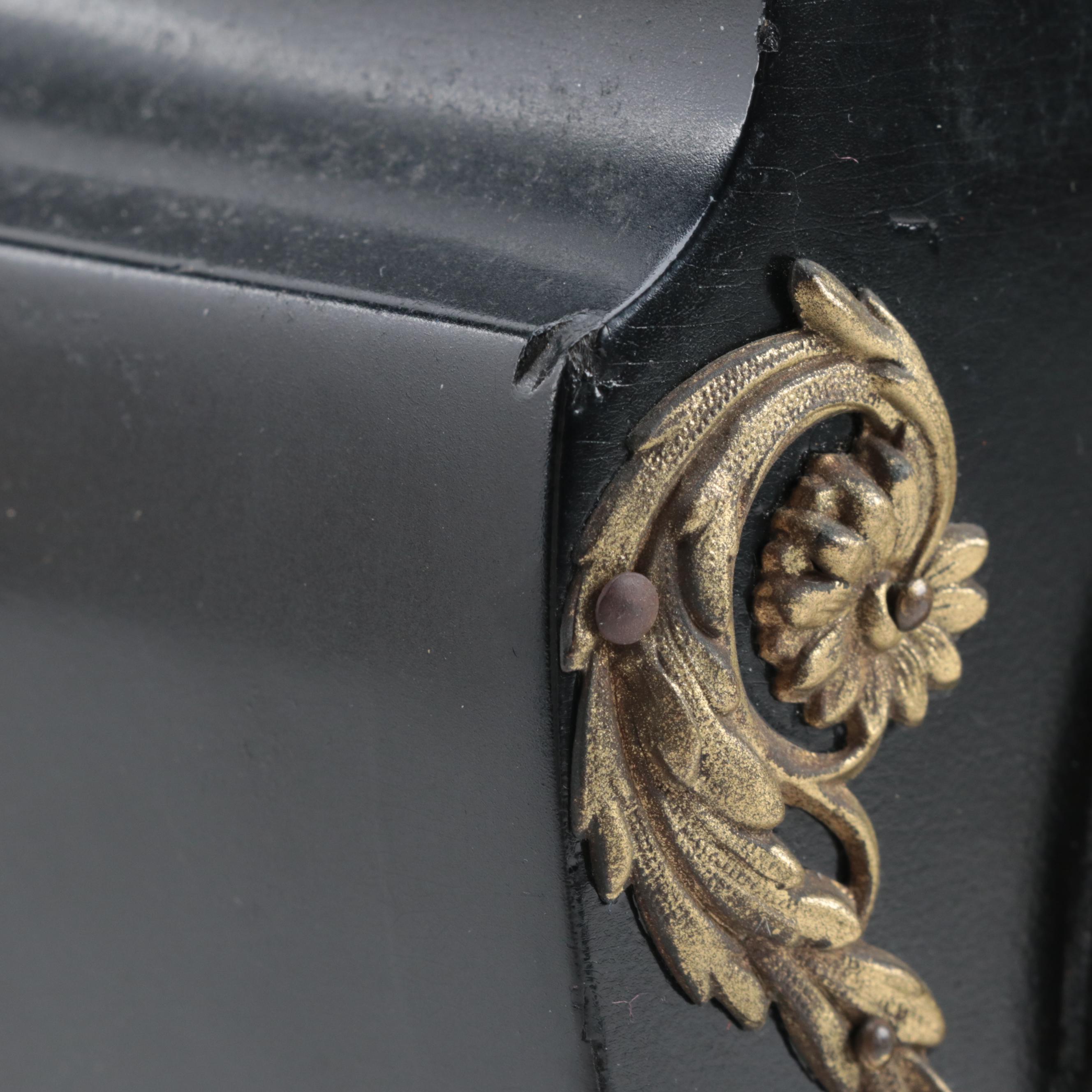 Waterbury Ebony Finish and Brass Footed Mantel Clock, Late 19th Century ...