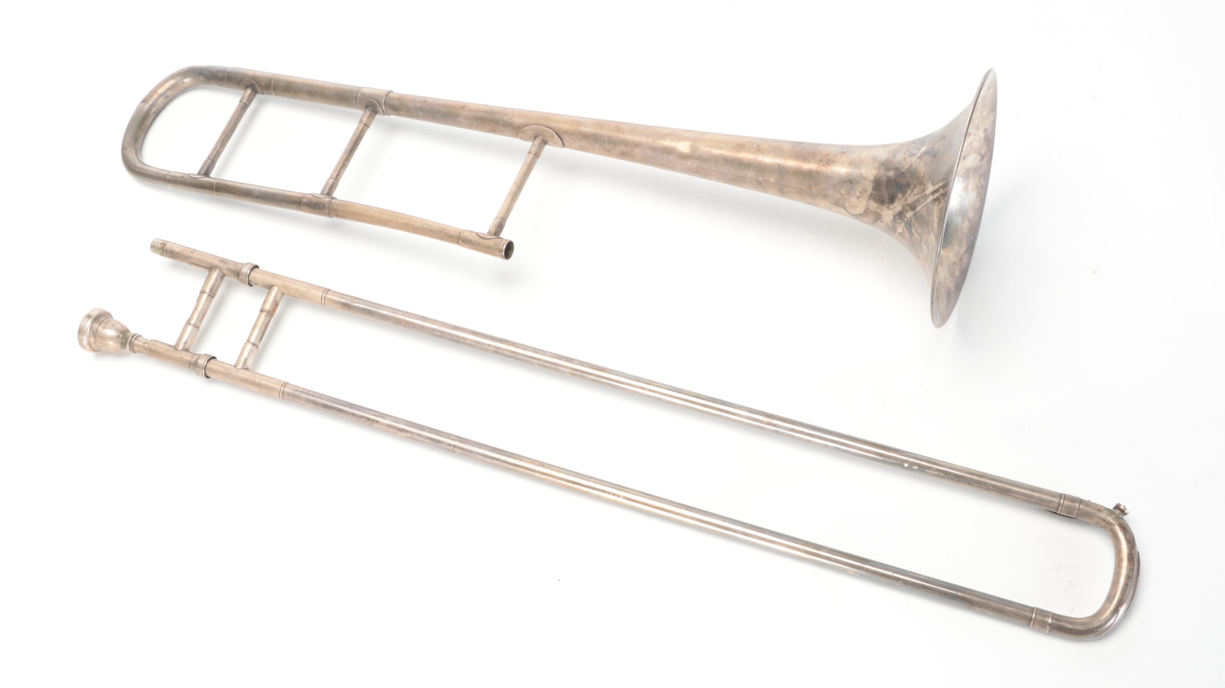 Couesnon & Cie French Silver Plate Trombone, Early 20th Century | EBTH