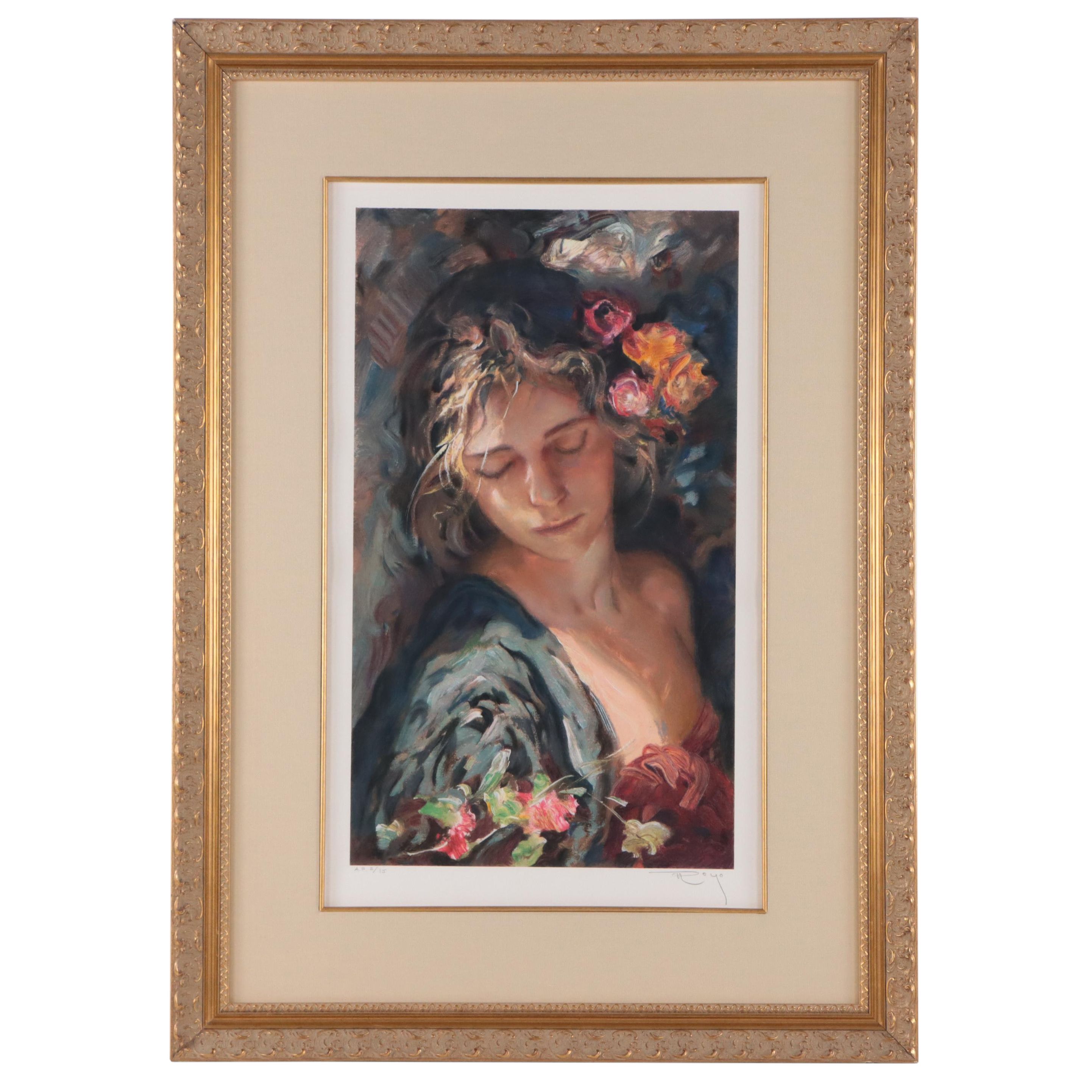 Jose Royo Serigraph of Female Portrait "Luces y Sombras" | EBTH