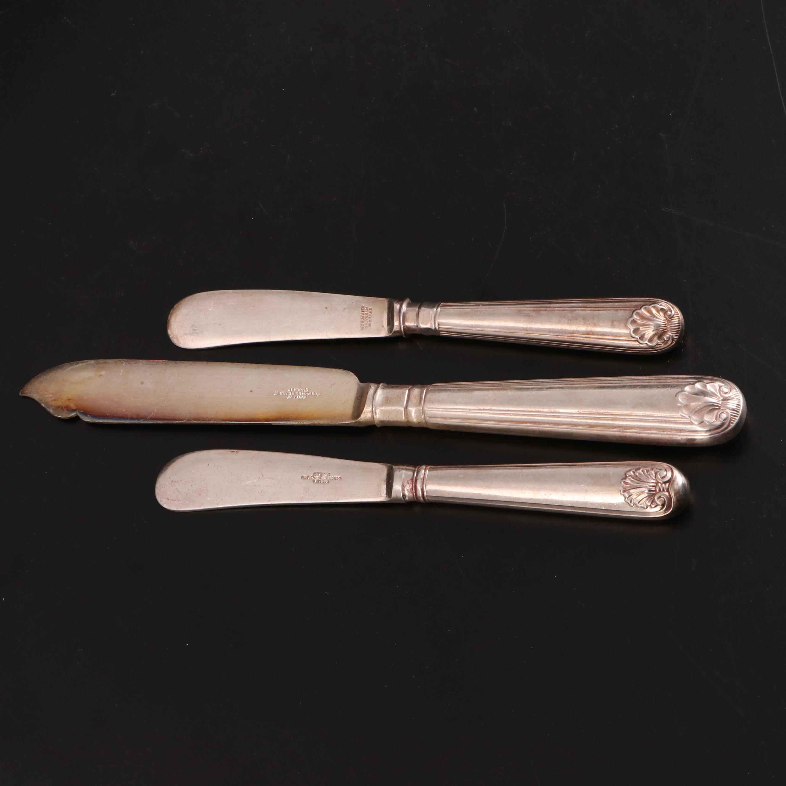 William Adams Silver Plate Fiddle Shell Handled Flatware, Early 20th ...