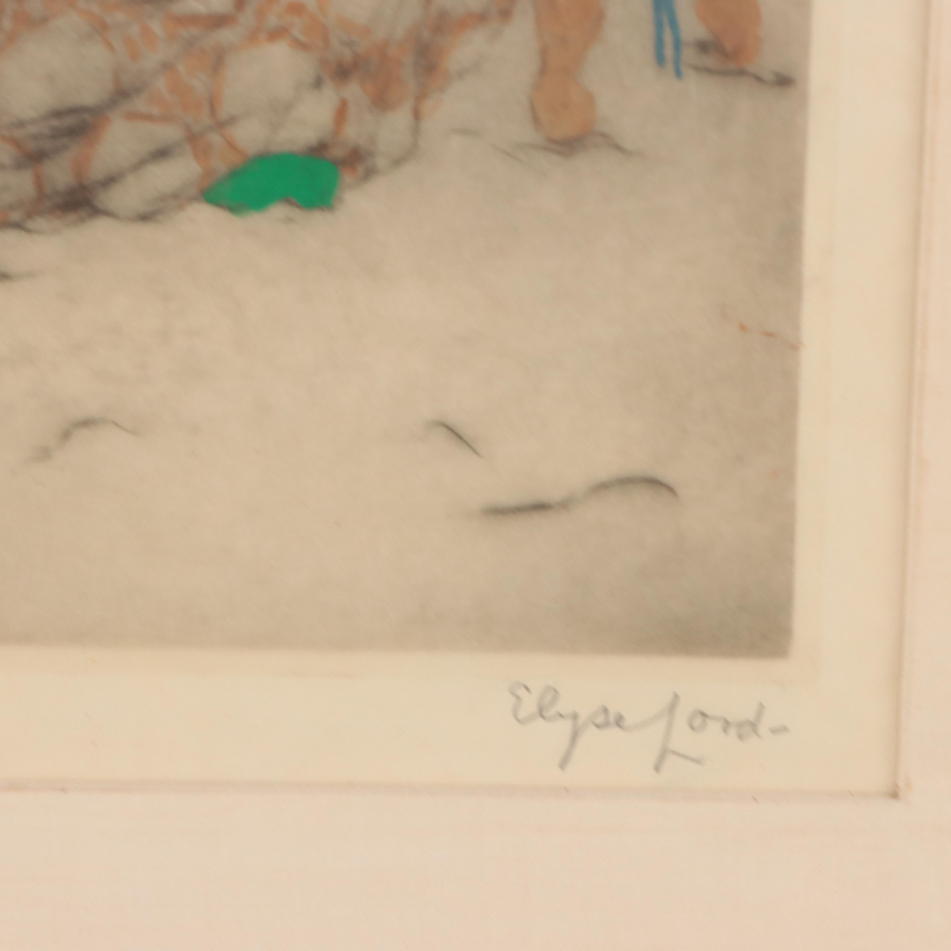 Elyse Lord Hand-Colored Etching with Drypoint "Lady of Rank" | EBTH