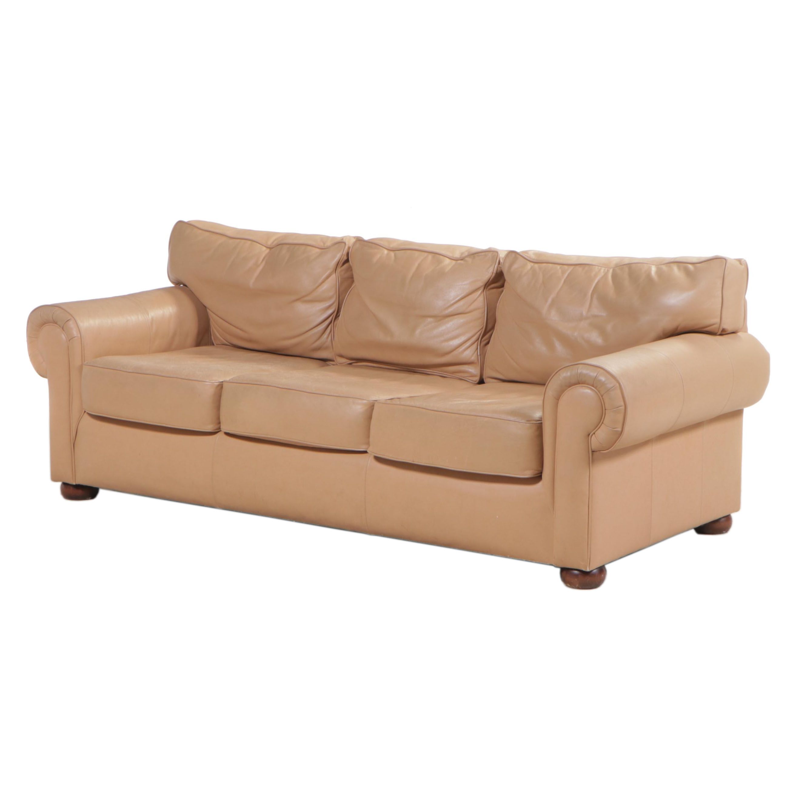 Leather Roll-Arm Sofa | EBTH
