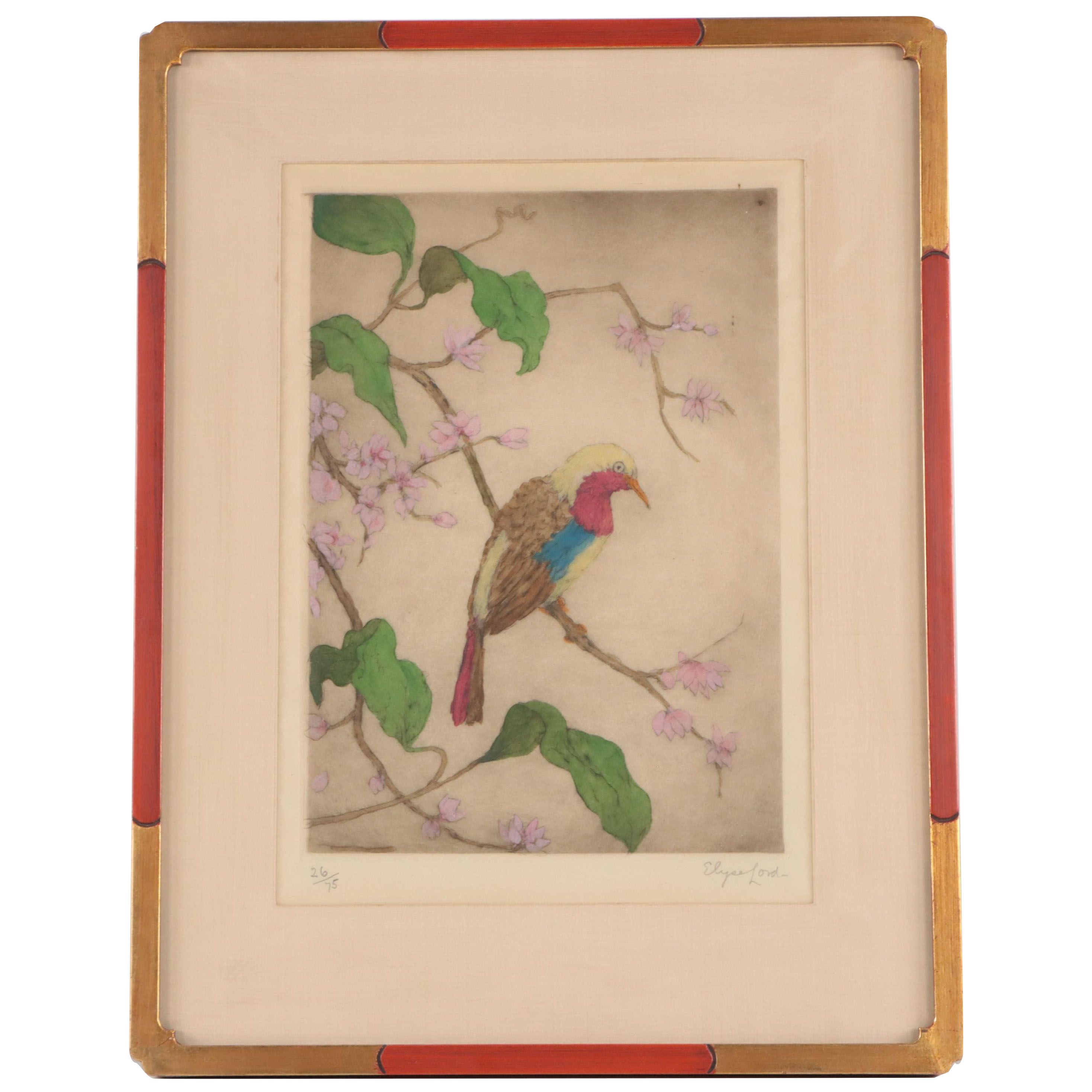 Elyse Lord Hand-Colored Etching with Drypoint of Bird | EBTH